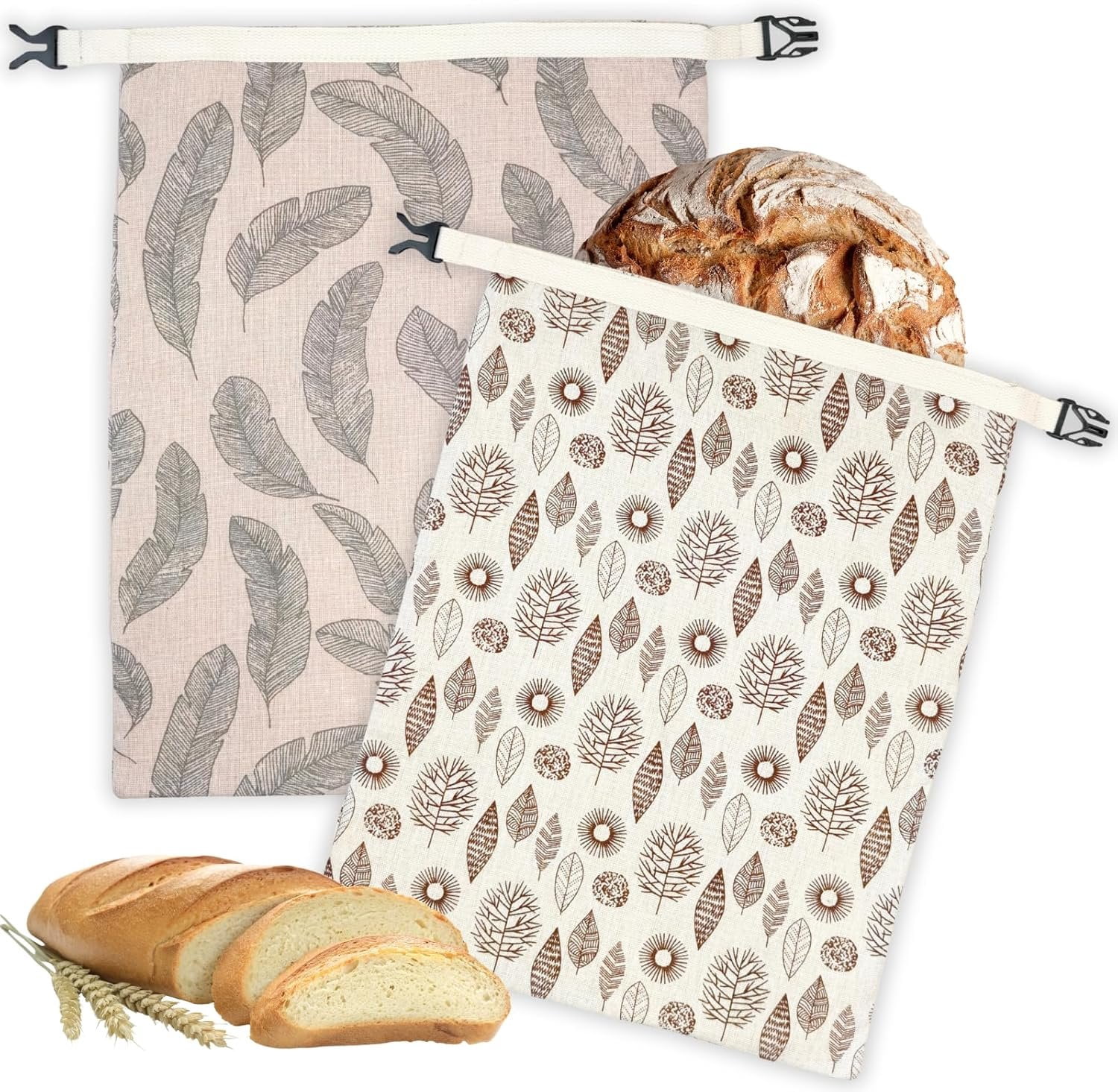 2 Pack Beeswax Bread Bags for Homemade Bread with Zipper, Large 13x17 ...