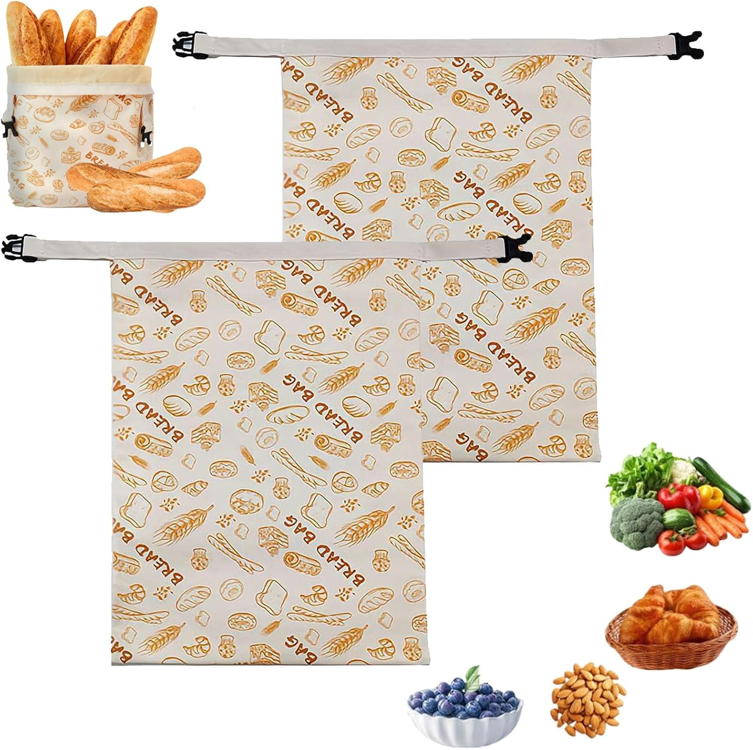 2 Pack Beeswax Bread Bags for Sourdough Homemade Breads,Reusable ...