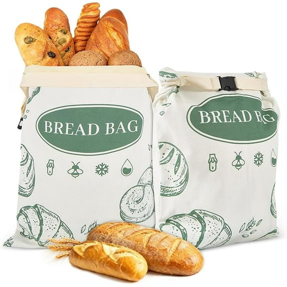 2 Pack Beeswax Bread Bags with Zipper Reusable Bread Storage Bags for ...