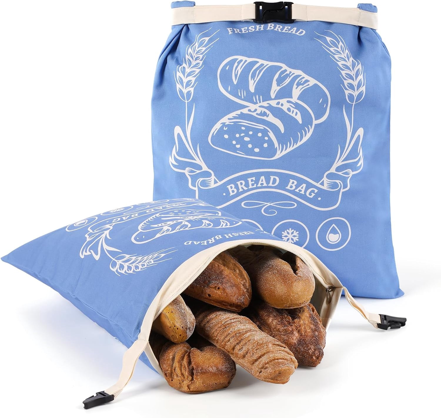 2 Pack Beeswax Bread Bags with Zipper, XL(13x17in) Sourdough Bread ...