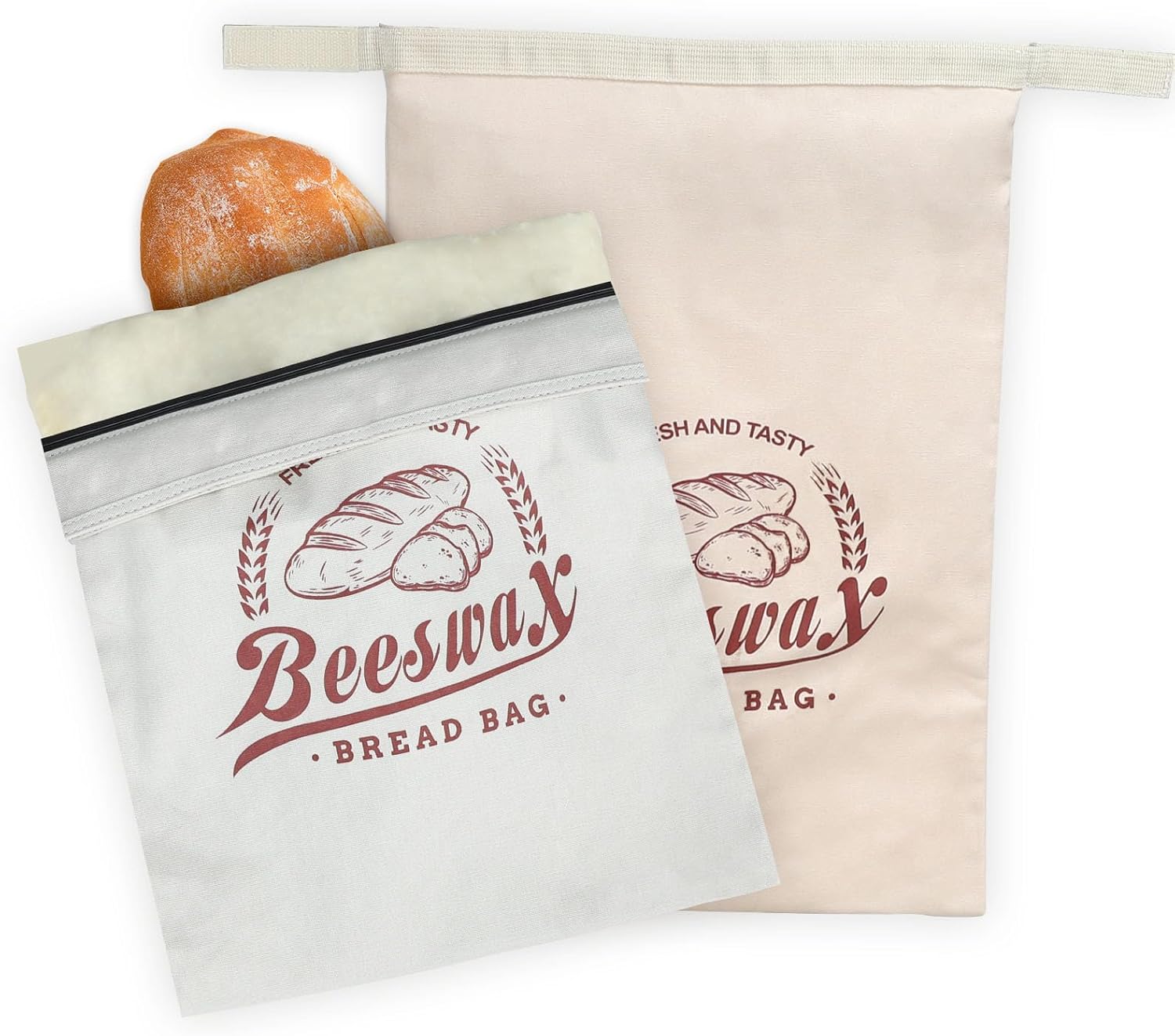 2 Pack Beeswax Bread Bags for Homemade Bread, Large Linen Reusable Bags ...