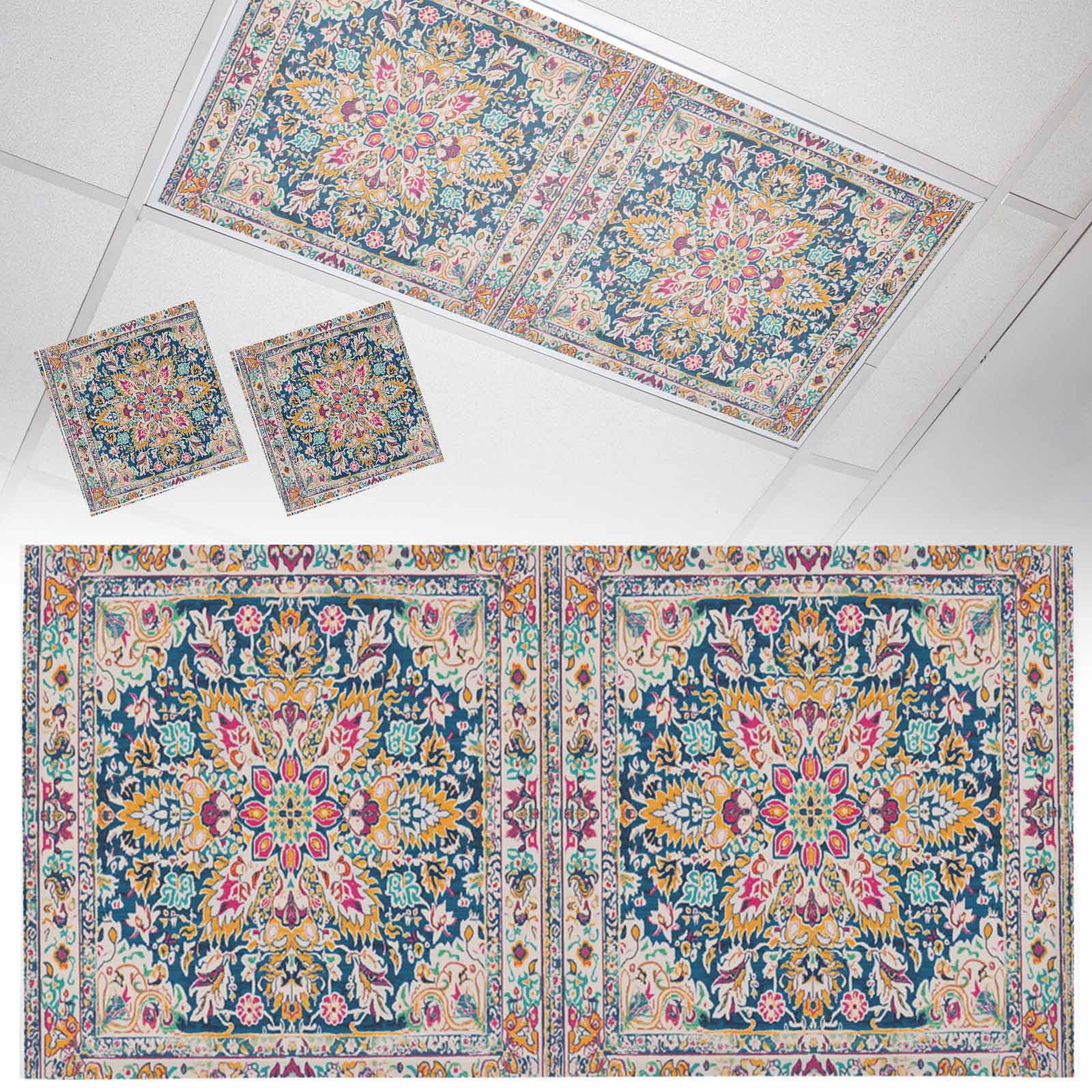 2 Pack Beige Dark Blue Red Orange Flower Fluorescent Light Covers for ...