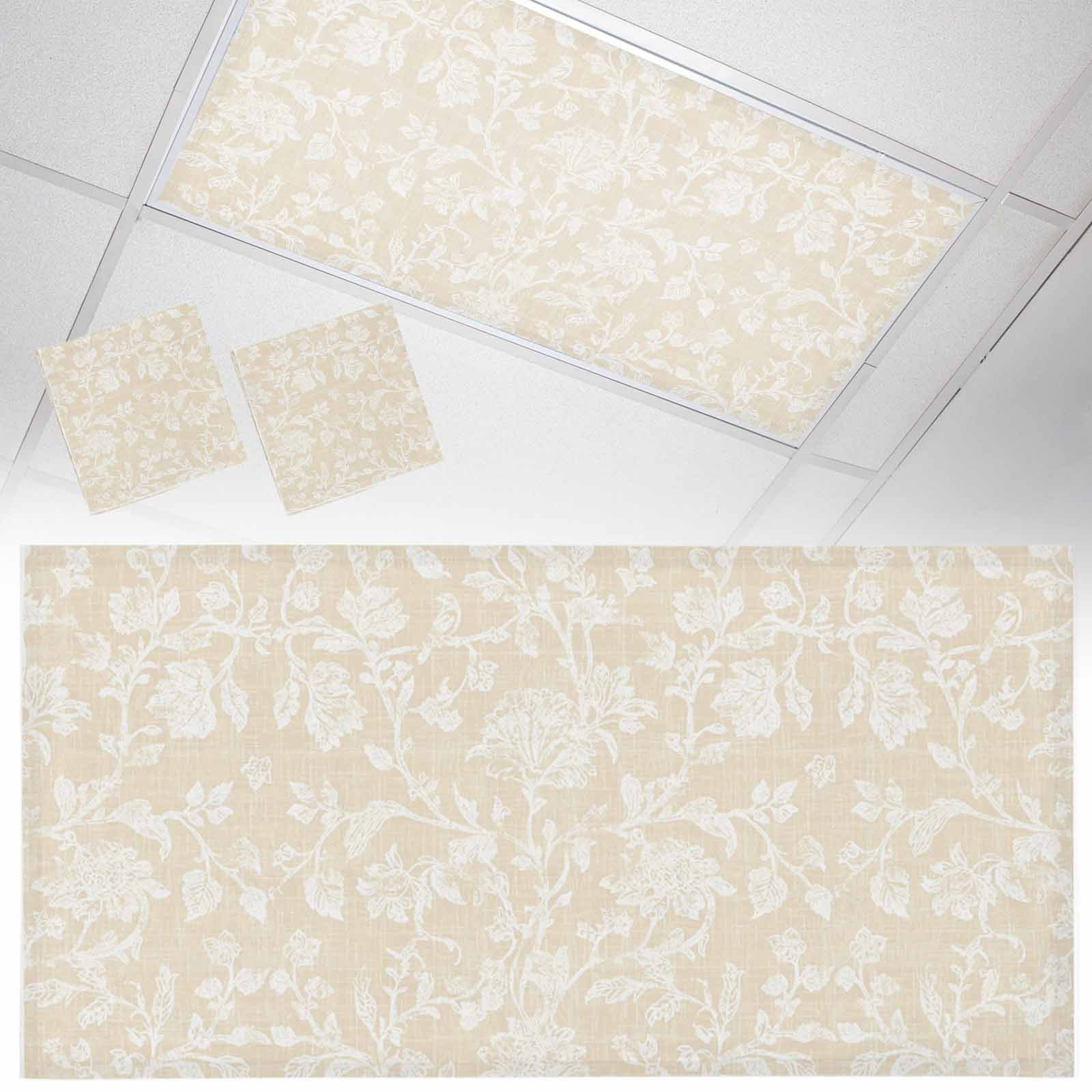2 Pack Beige Floral Fluorescent Light Covers for Ceiling Lights ...