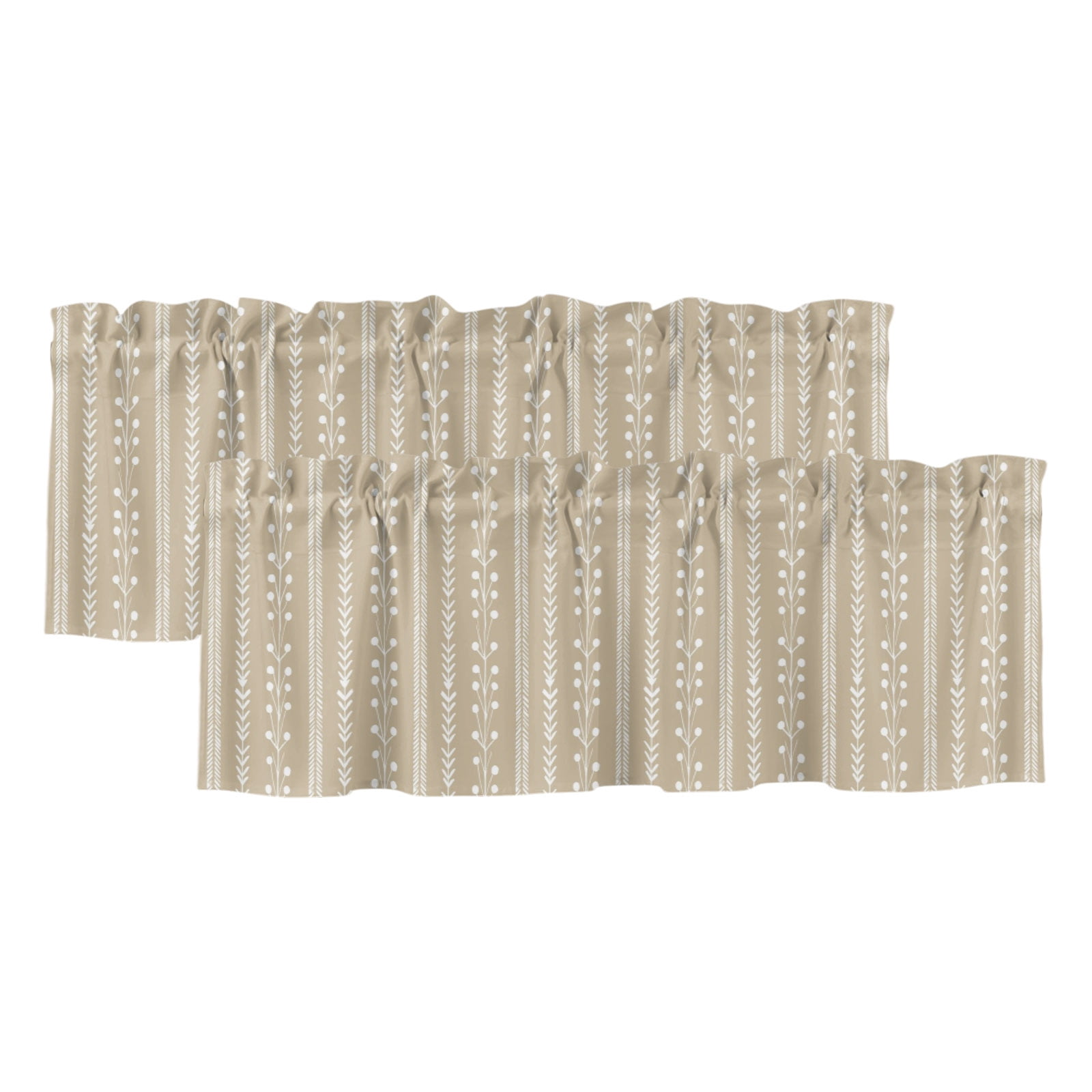 2 Pack Beige Sand Valance for Window Minimalist Rustic Vertical Dashed ...