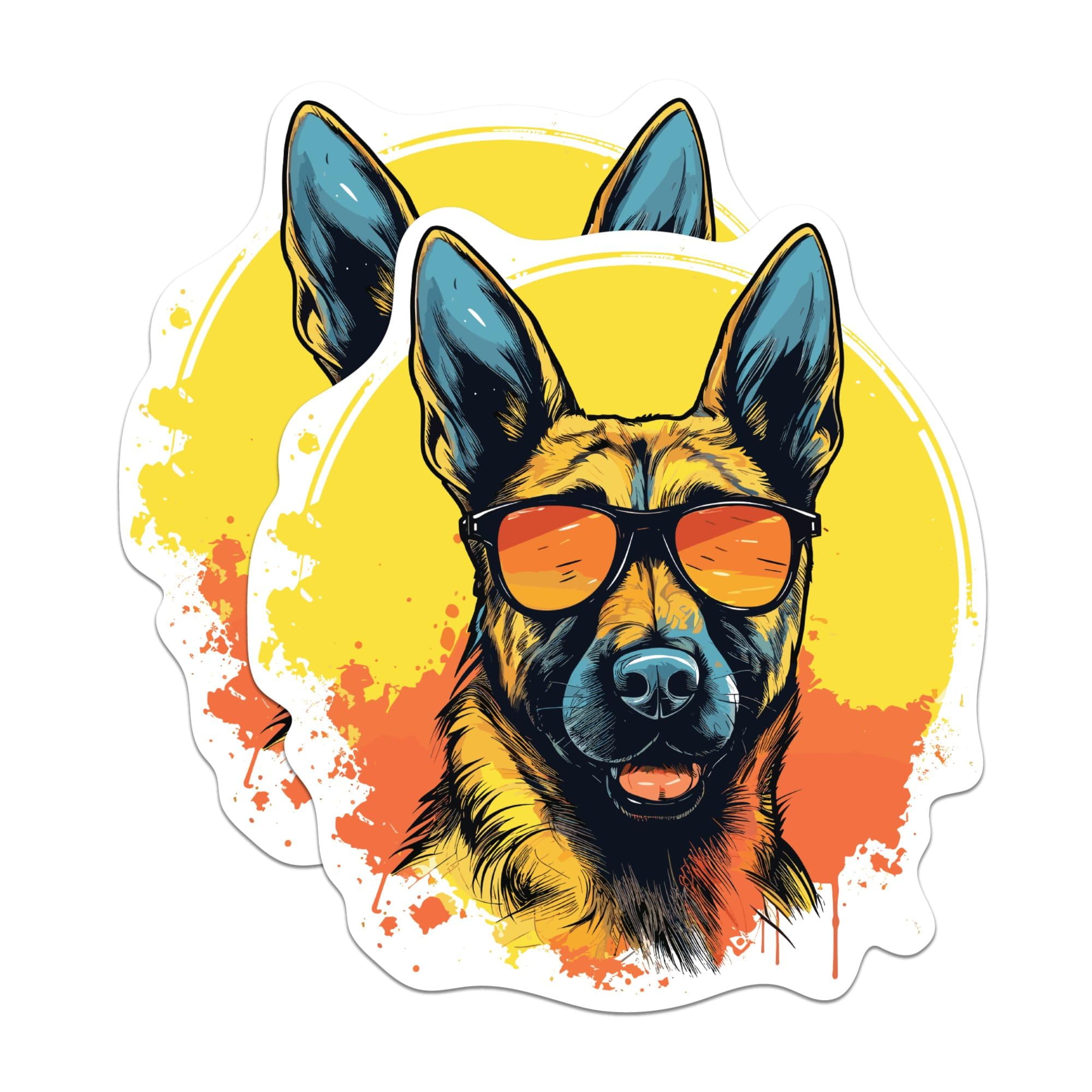 (2 Pack) Belgian Malinois Dog Stickers - Belgian Malinois with ...