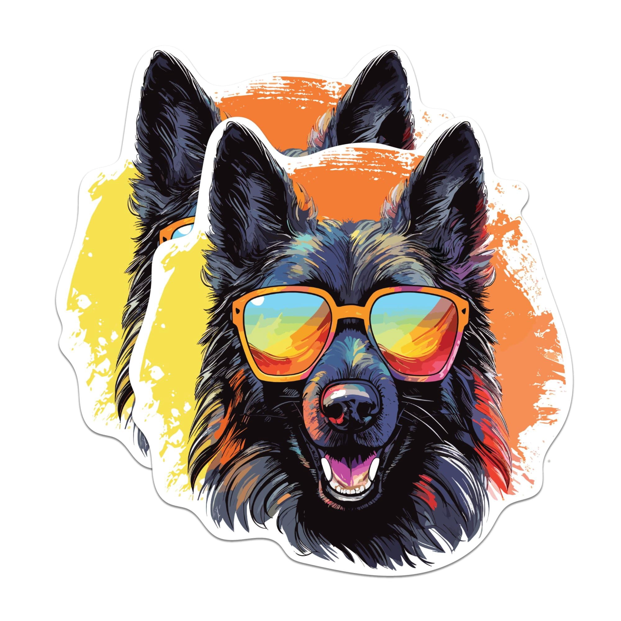 (2 Pack) Belgian Sheepdog Dog Stickers - Belgian Sheepdog with ...