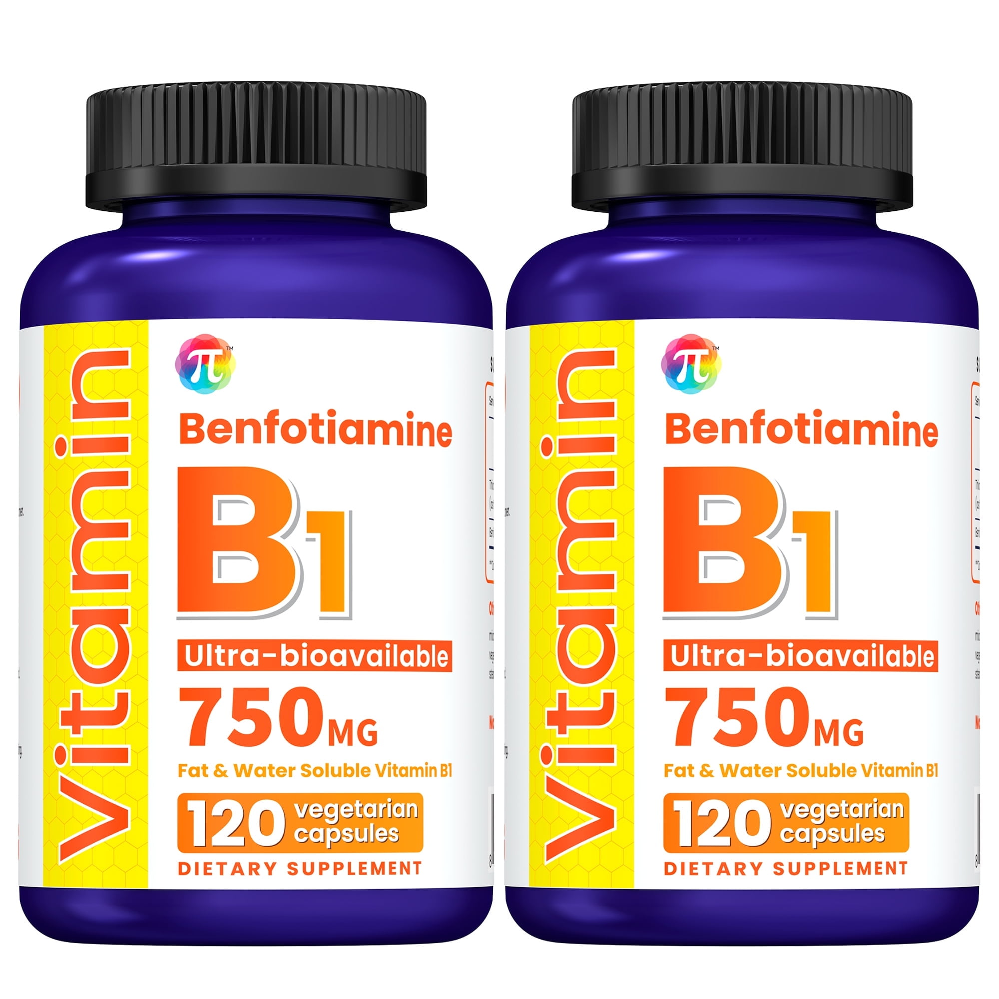 2 Pack Benfotiamine 750mg | 120 Capsules | Fat Soluble Thiamine Vitamin ...
