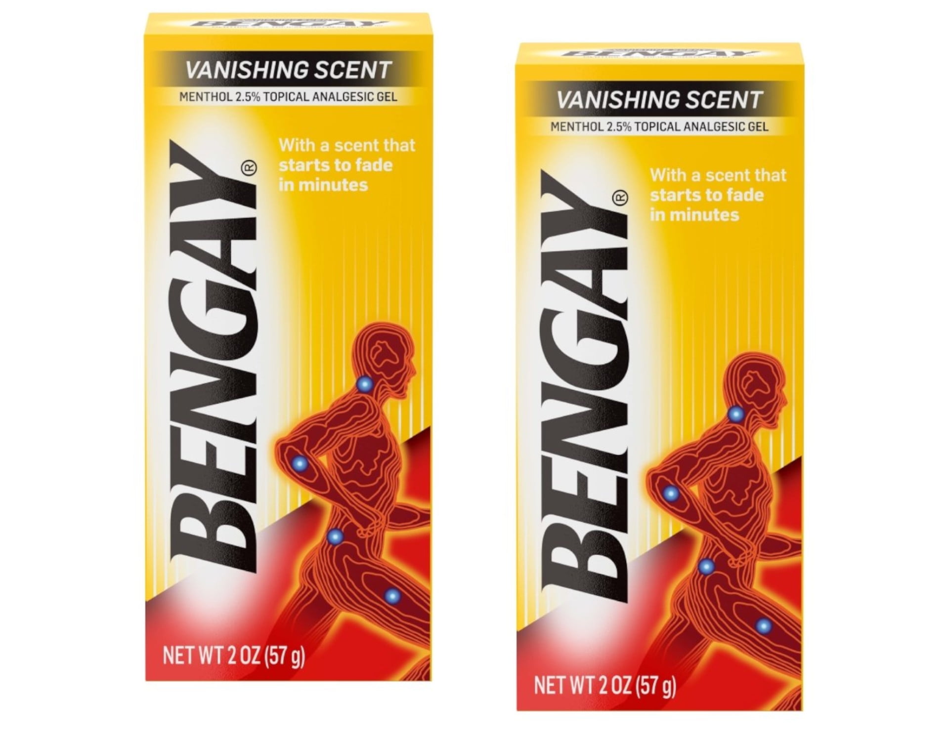 Bengay Pain Relief Gel, Vanishing Scent, Menthol 2.5%, 2 Pack, 2 Oz ...