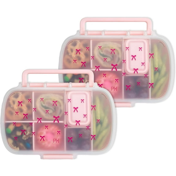 2-Pack Bento Style Snack Boxes, 7-Compartment Lunch Containers with ...