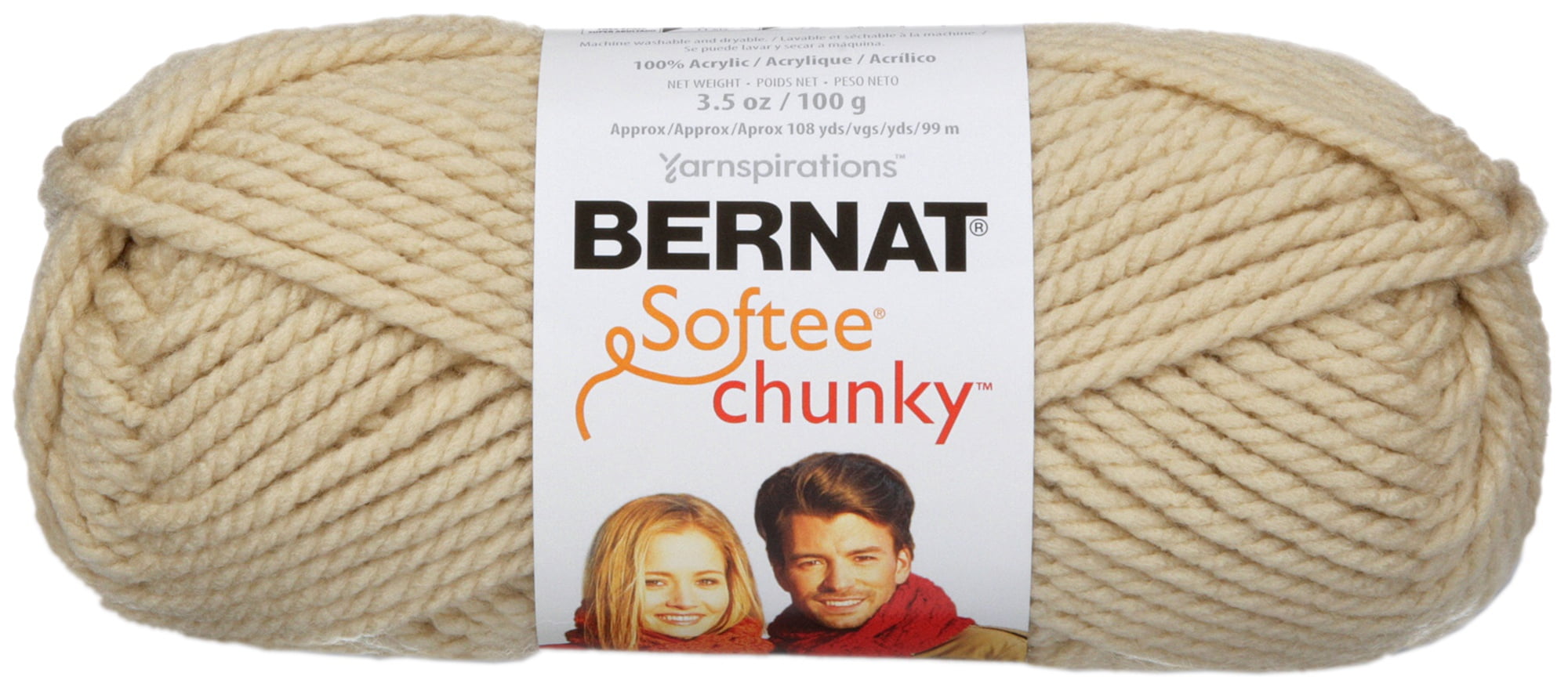 2-Pack - Bernat Softee Chunky Yarn, Linen, Single Ball - Walmart.com