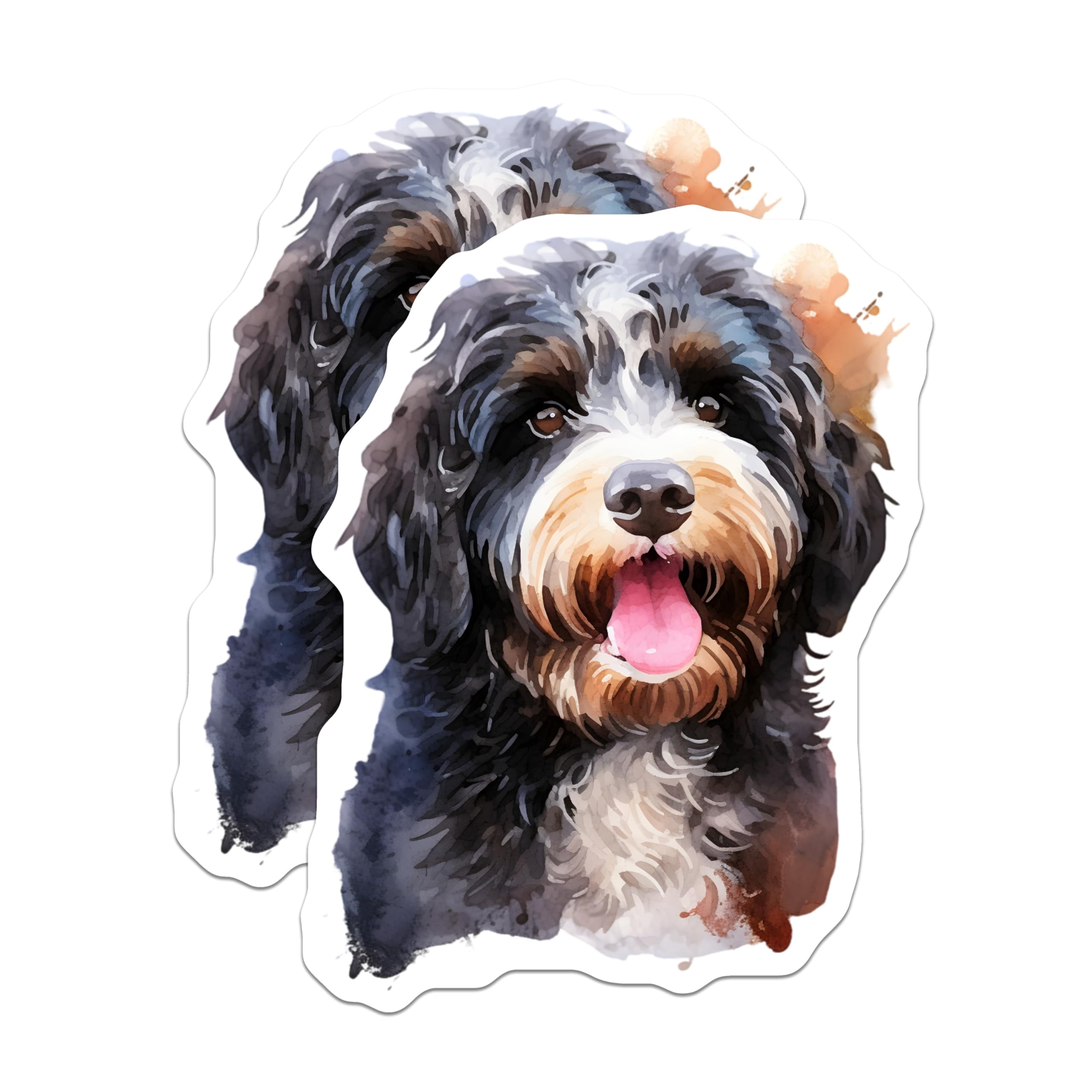 (2 Pack) Bernedoodle Dog Stickers - Cute Watercolor Puppy Art - Pet ...