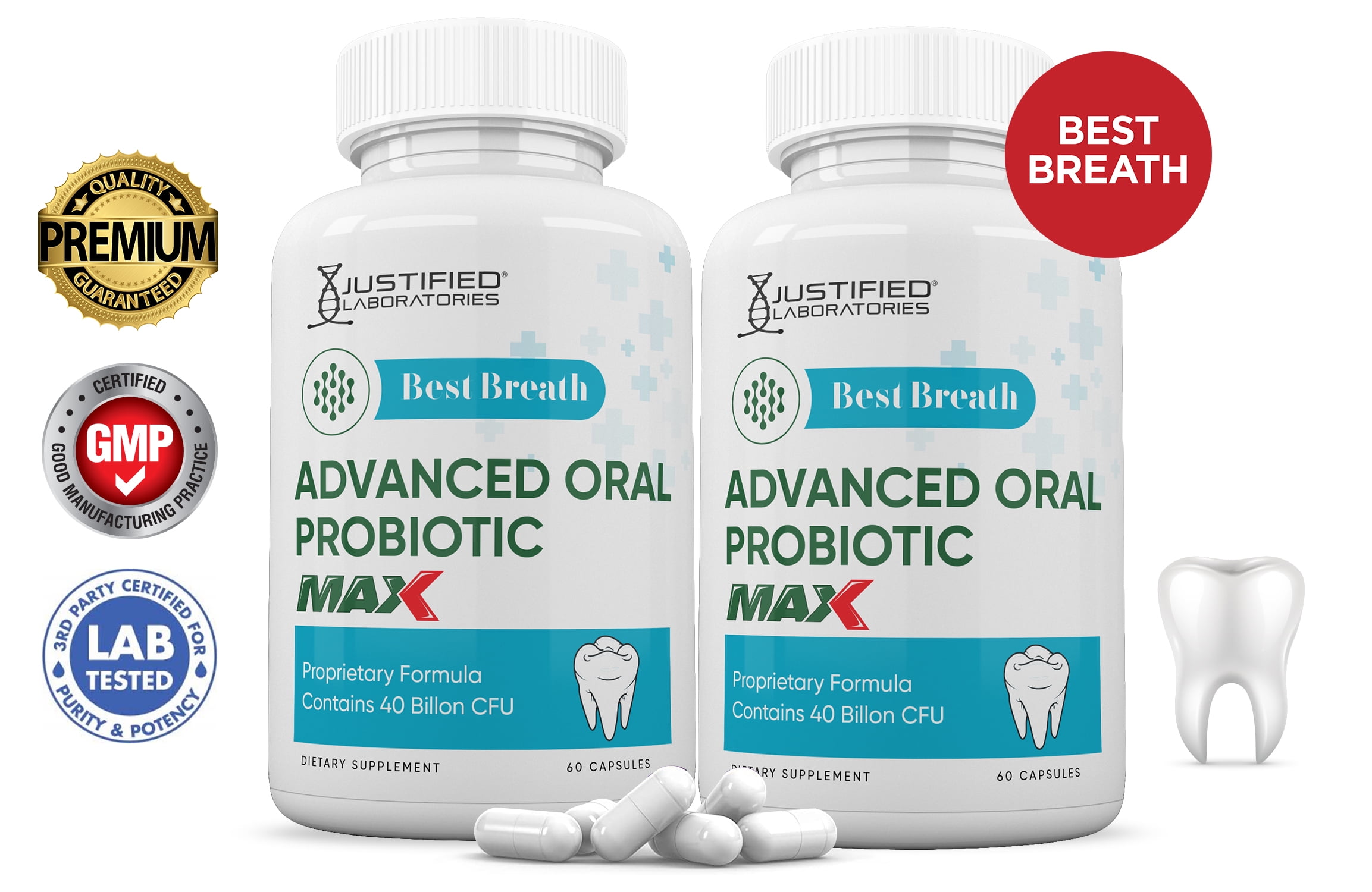 (2 Pack) Best Breath Max 40 Billion CFU Probiotic Oral Support 120 ...