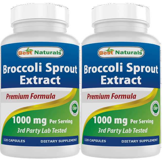 Best Naturals 2 Pack Broccoli Sprouts Extract, 1000 mg, 120 Capsules ...