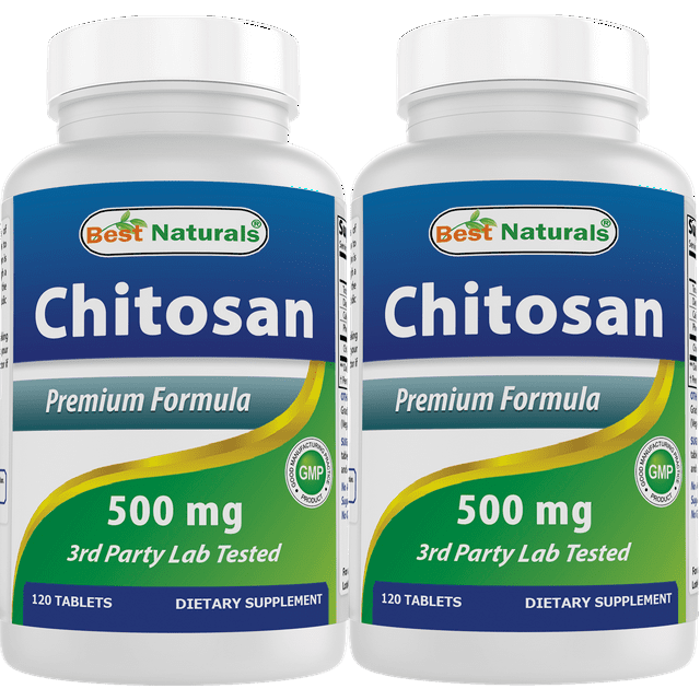 Best Naturals Chitosan 500 mg Dietary Fiber Supplement - 120 Tablets, 2 ...