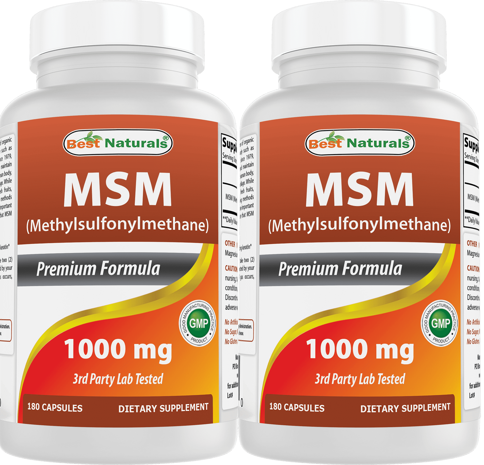 Best Naturals MSM Supplement for Joint Health, 1000 mg, 2 Pack of 180 ...