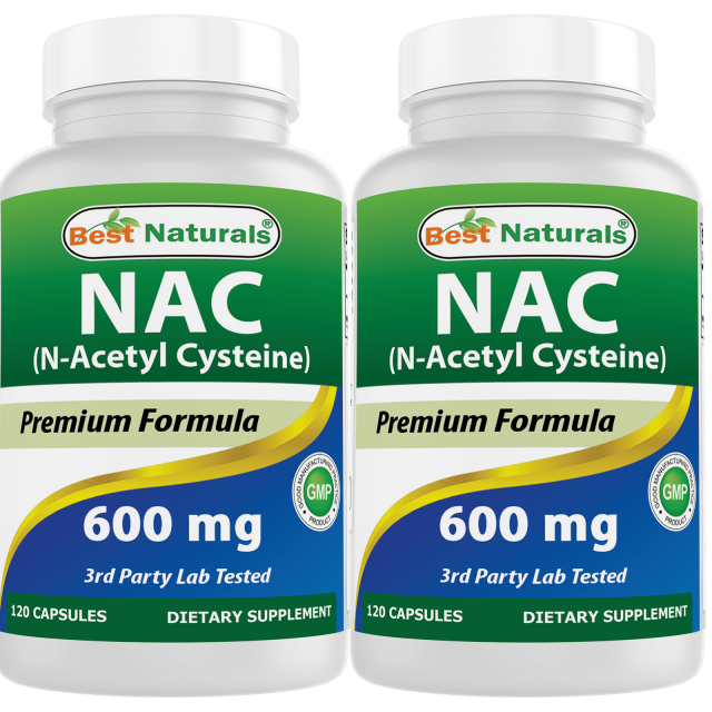 2 Pack Best Naturals NAC (N-Acetyl Cysteine) 600 mg 120 Capsules - Walmart.com