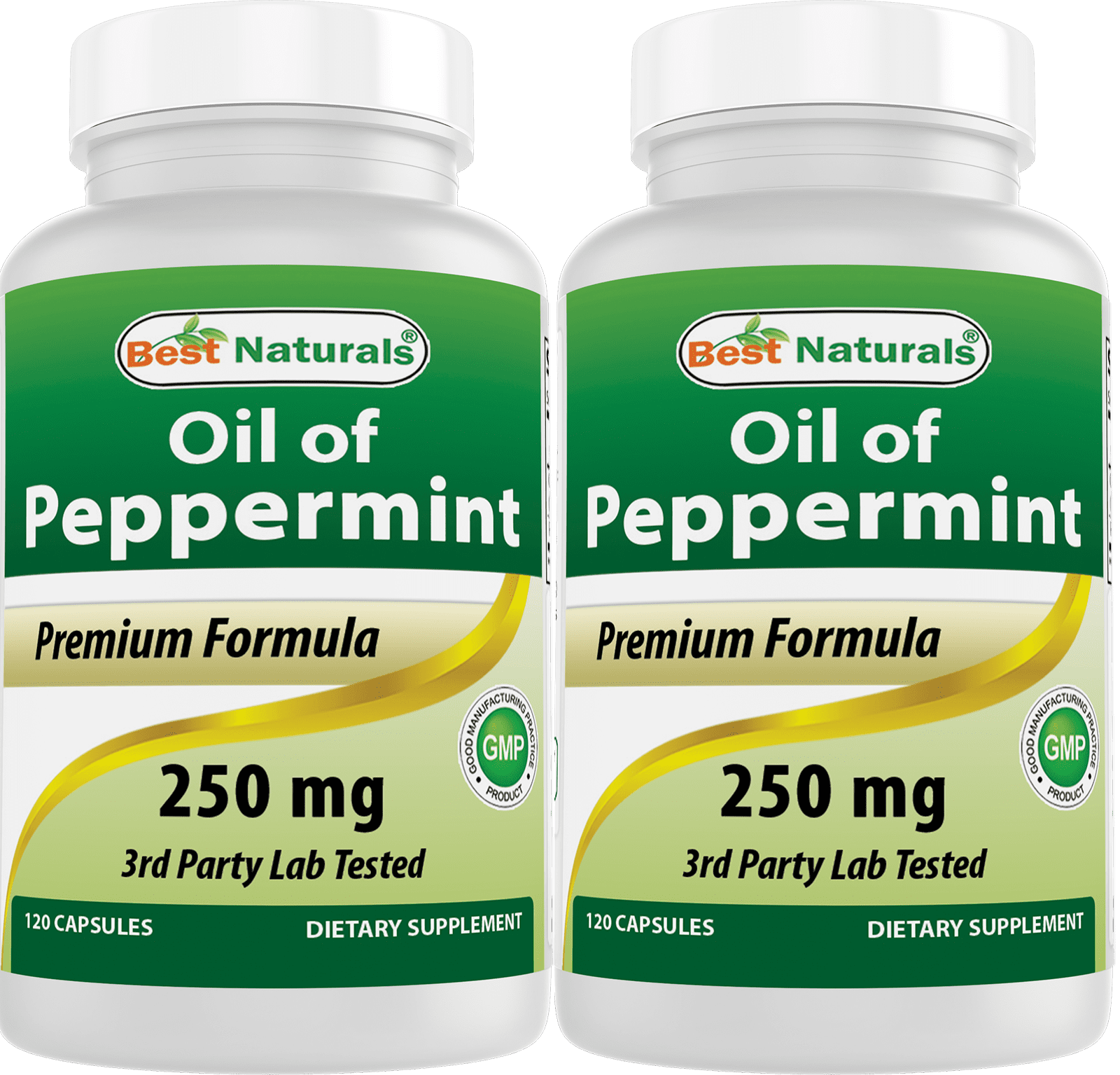 Best Naturals Pure Peppermint Oil Supplement, 250 mg, 120 Capsules, 2 ...