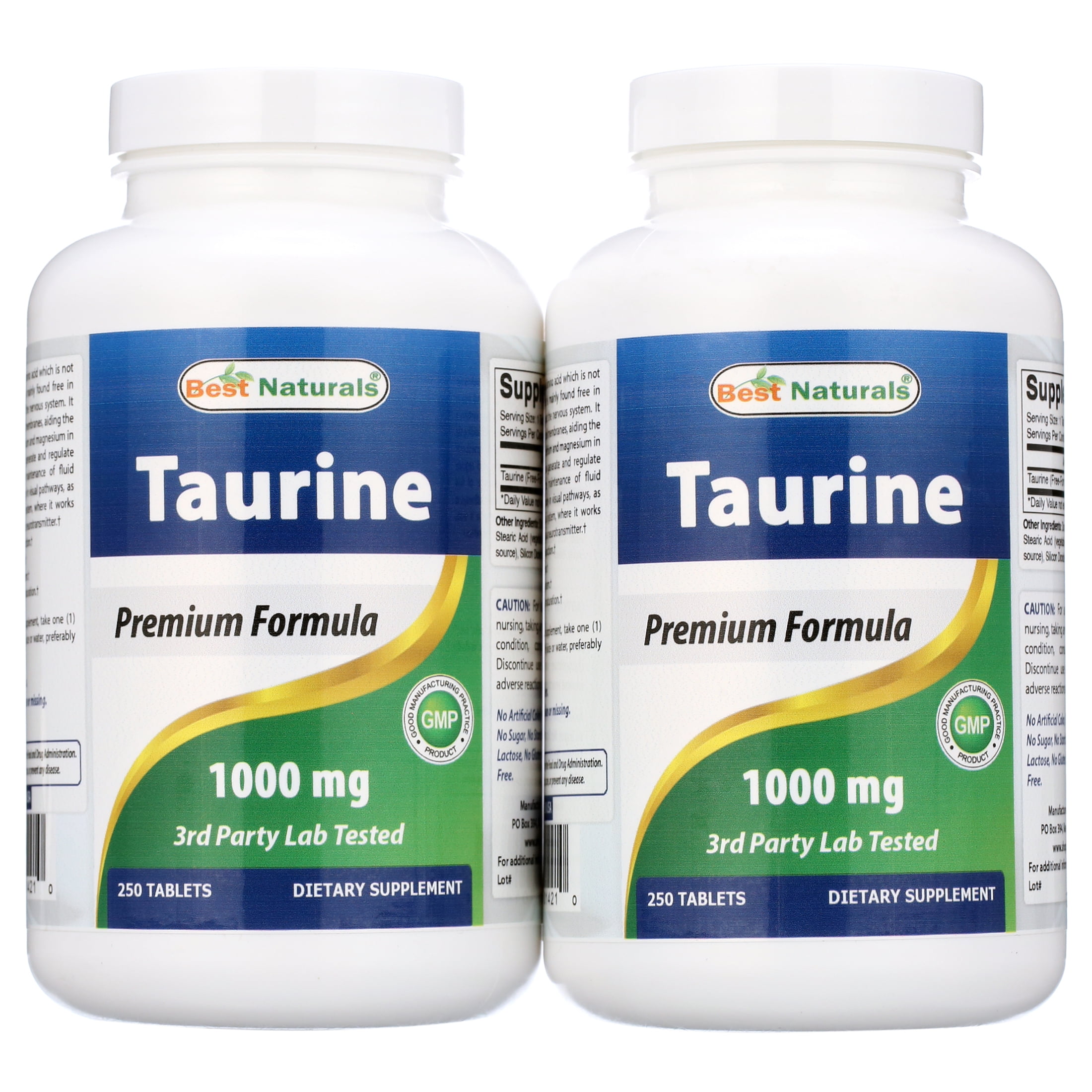 Best Naturals Taurine 1000 mg 250 Tablets for Eye, Brain, and ...