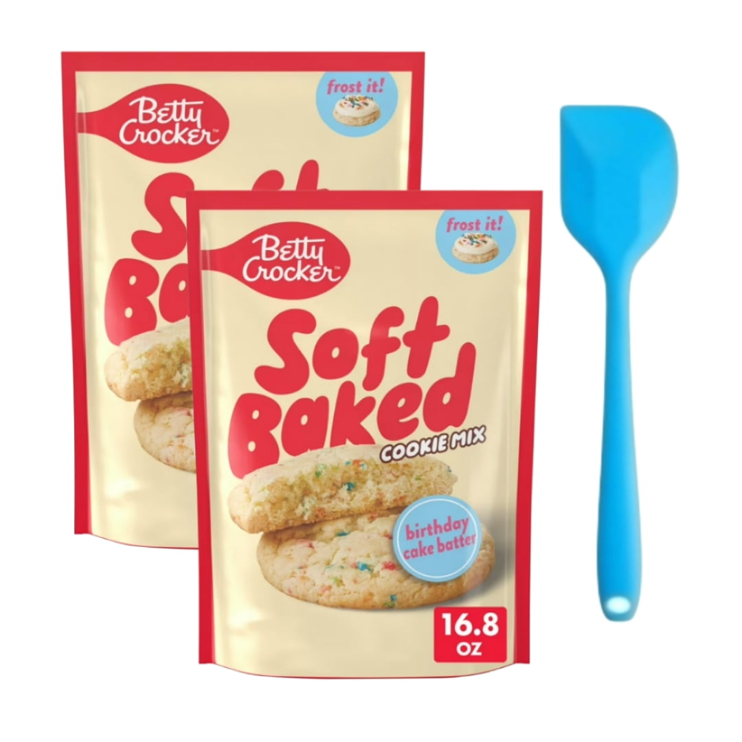 (2 Pack) Betty Crocker Soft Baked Cookie Mix, Birthday Cake Batter ...