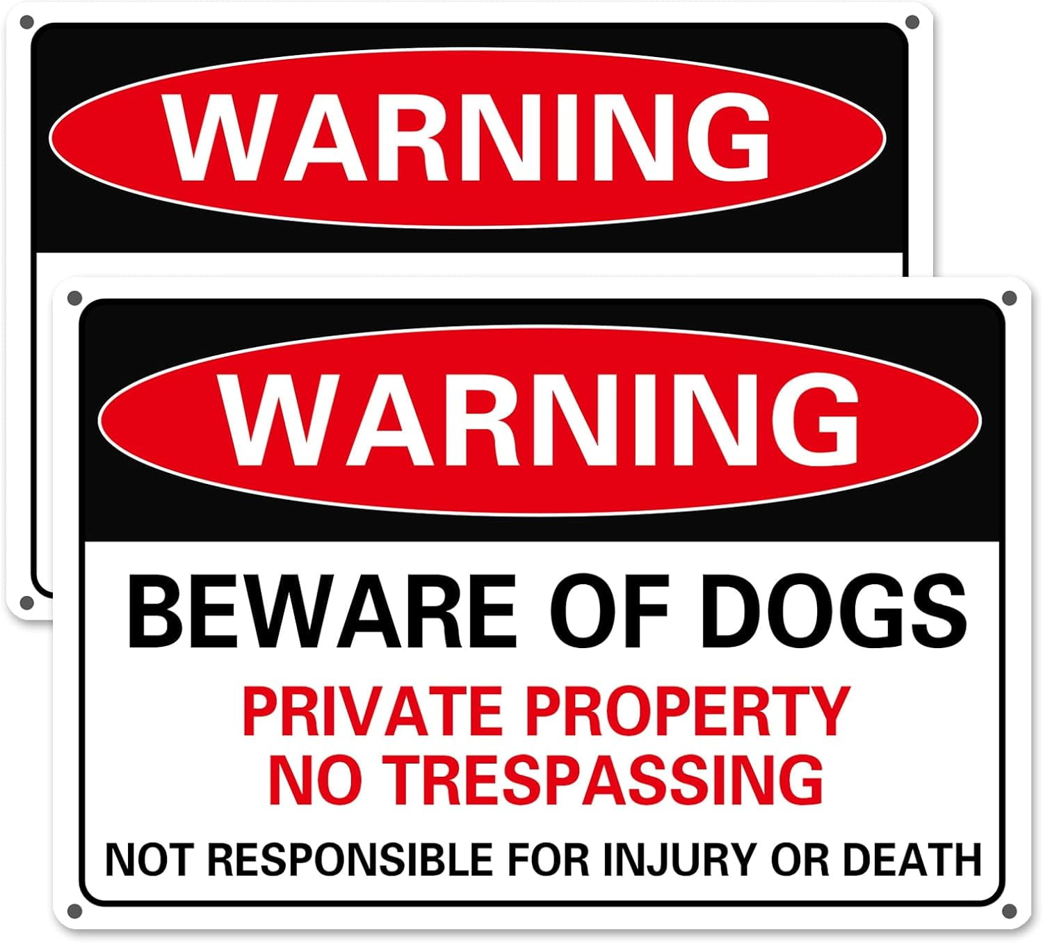 2 Pack Beware of Dog Sign Private Property No Trespassing Dog Warning ...