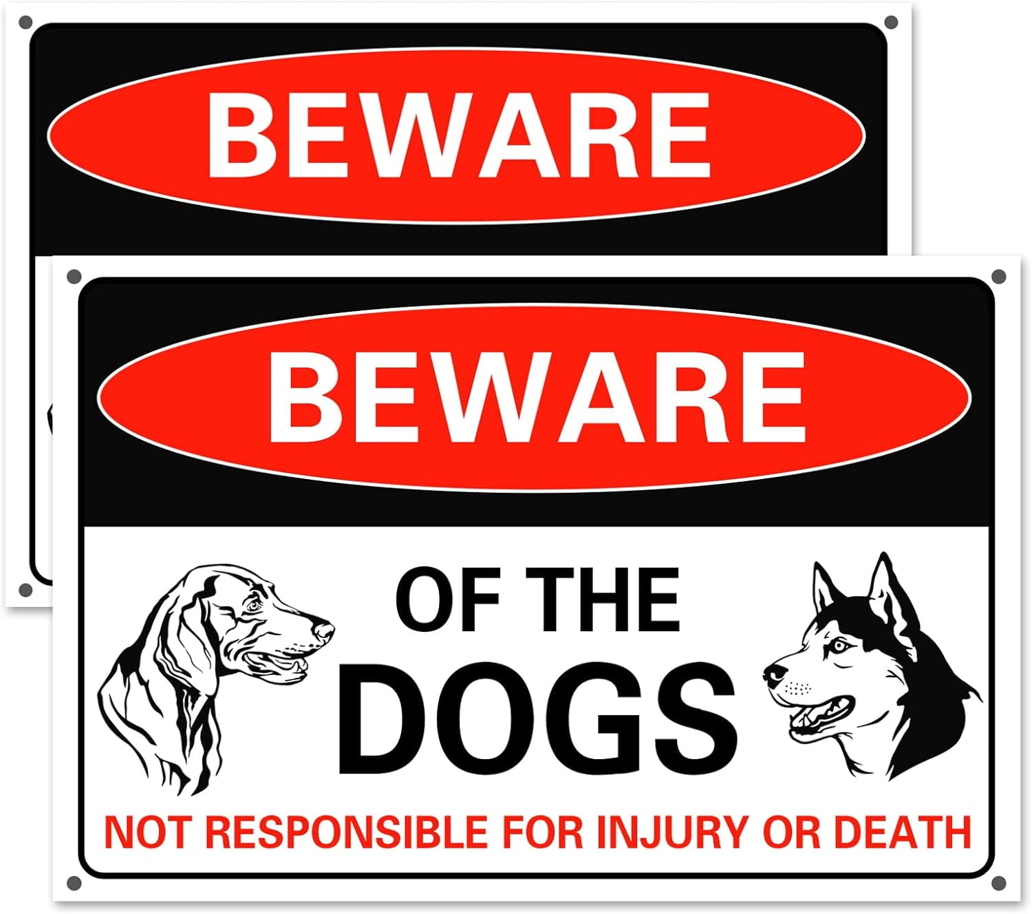 2 Pack Beware of Dog Sign Private Property No Trespassing Dog Warning ...