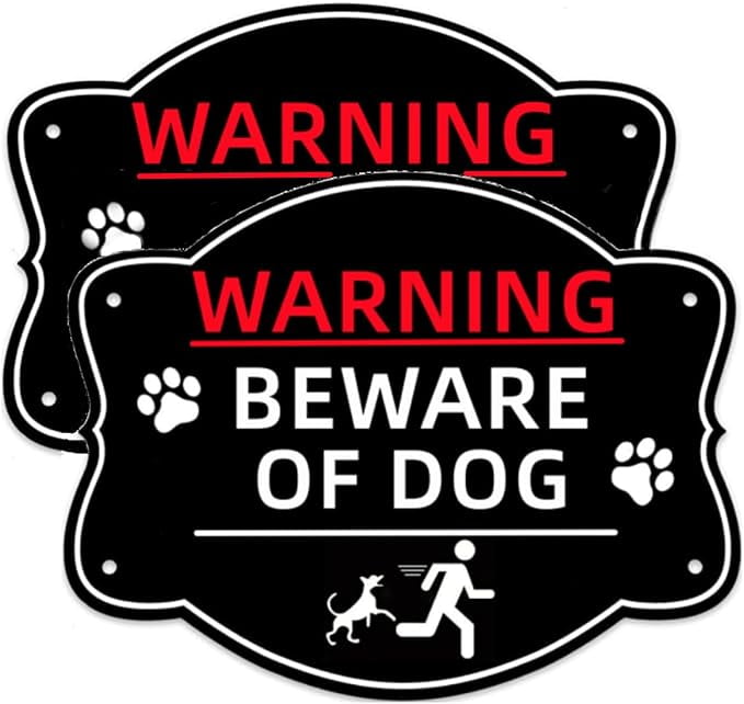 2 Pack Beware of Dog Signs, 10x8 Inch Reflective Aluminum Metal Dog ...
