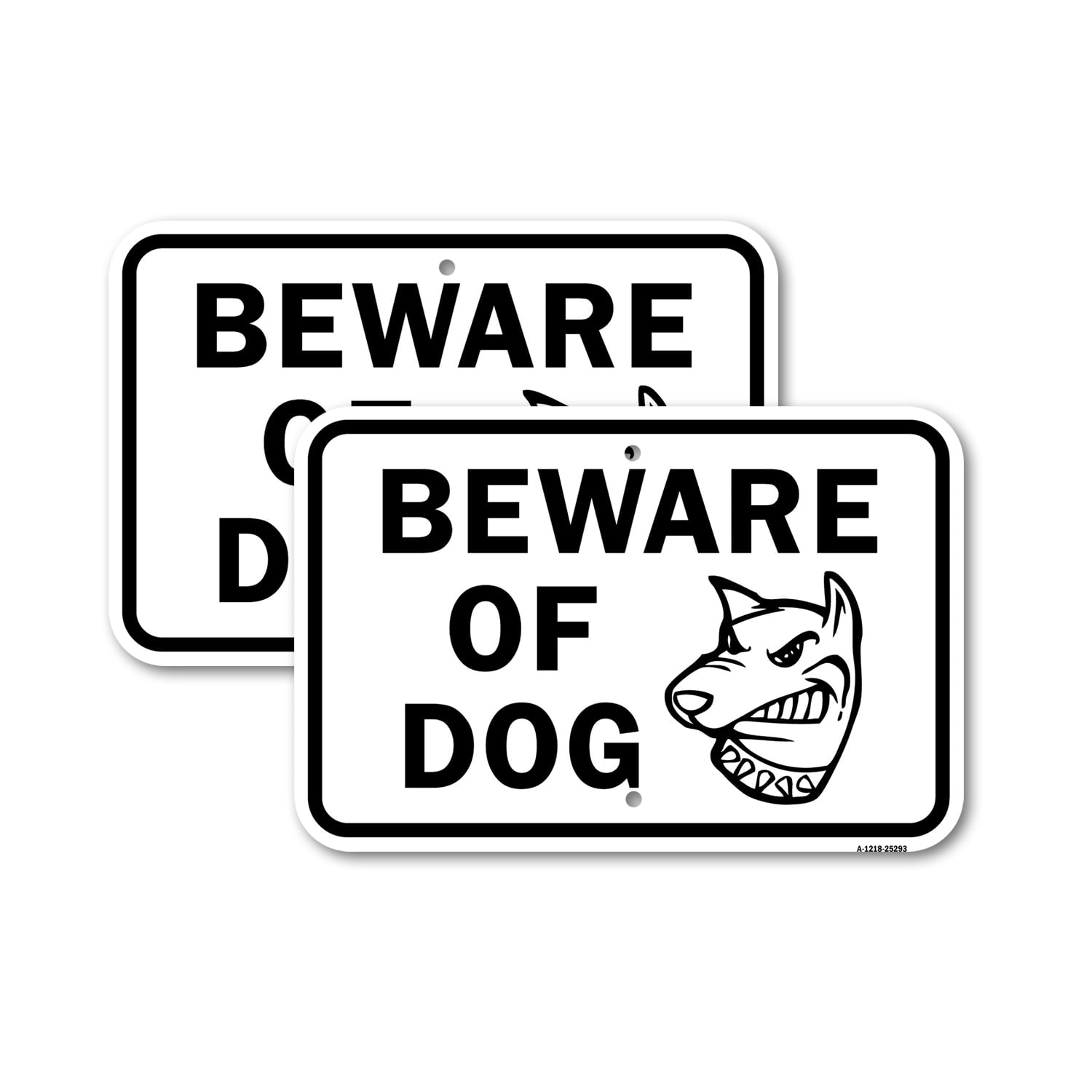 (2 Pack) Beware Of Dog W Graphic | 12" X 18" Heavy-Gauge Aluminum Sign ...