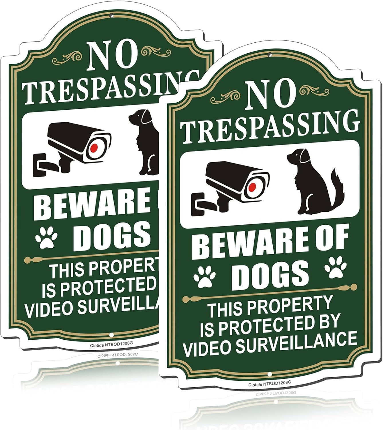 2 Pack Beware of Dogs Sign, 12" x 8" Rust Free Aluminum Metal No ...