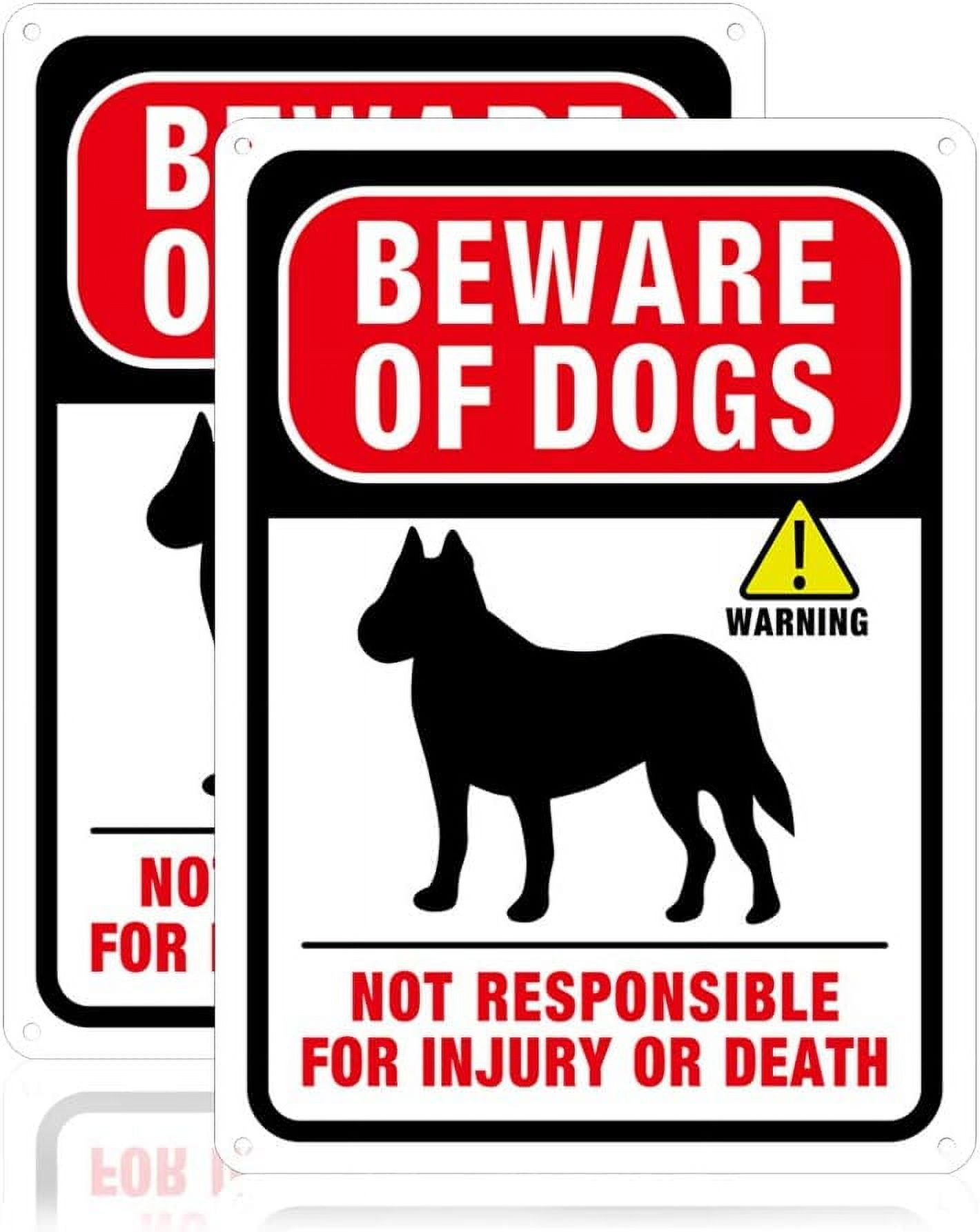 2 Pack Beware of Dogs Sign No Responsible for Injury Or Death Warning ...