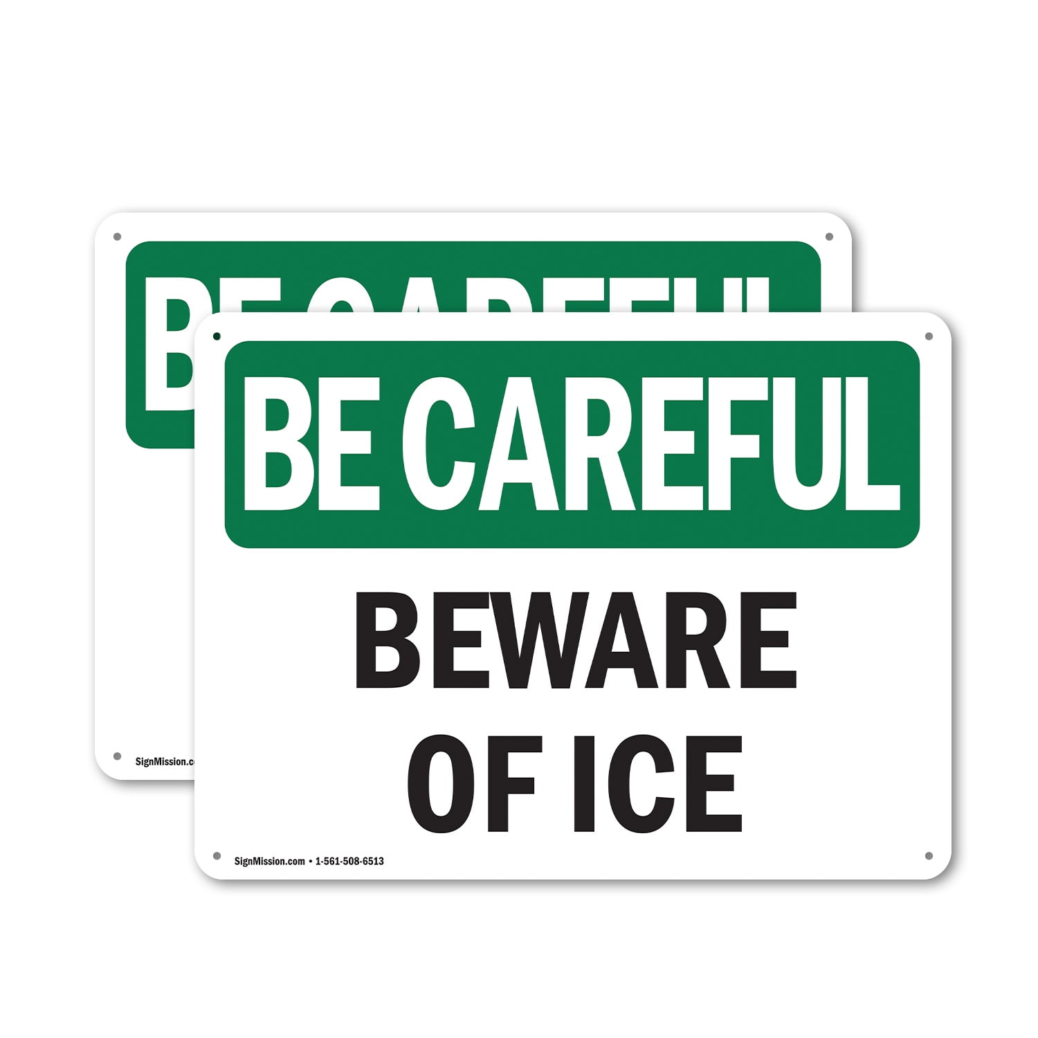 (2 Pack) Beware Of Ice OSHA Be Careful Sign 24 Inch X 18 Inch Plastic ...