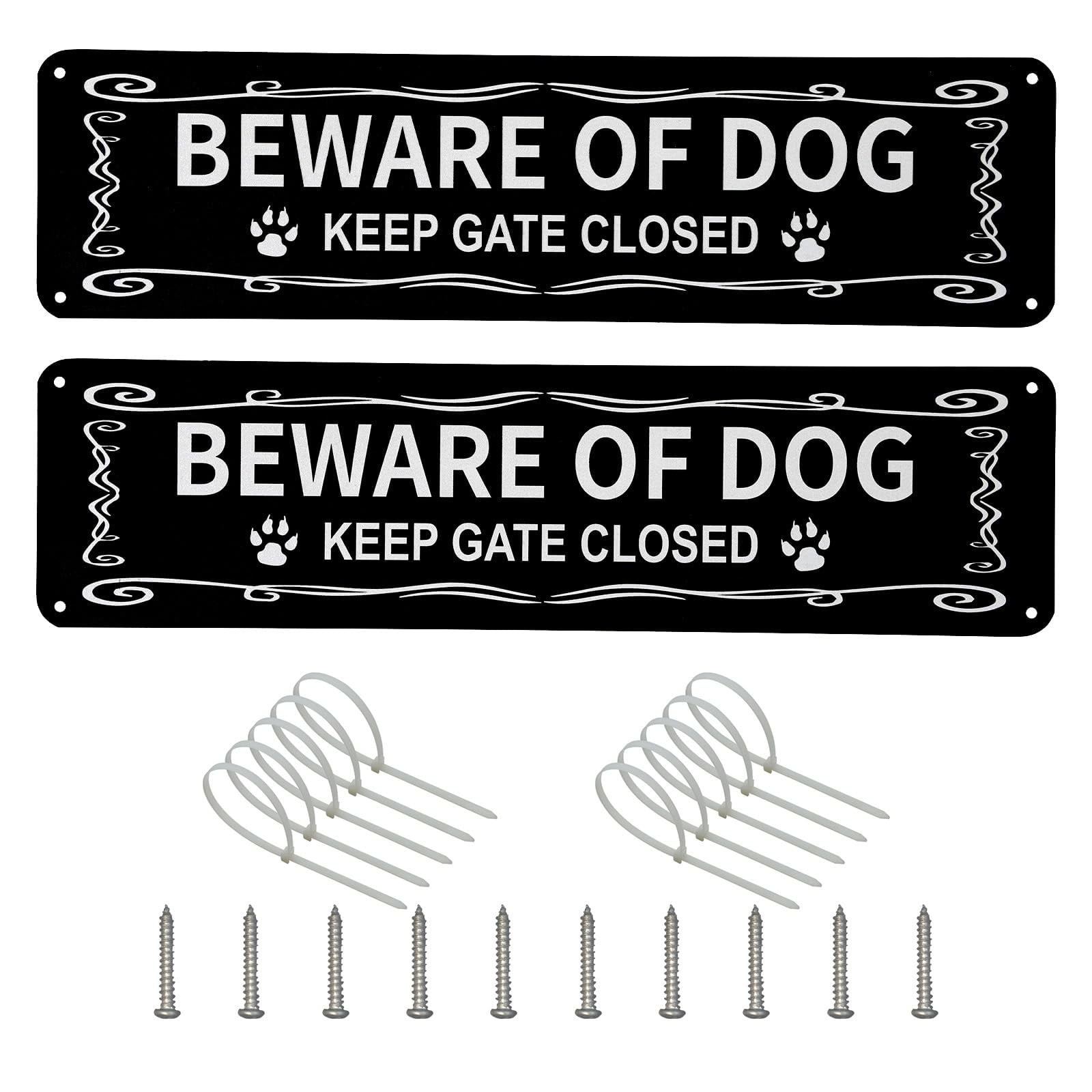 2 Pack Beware of Dog Signs for Fence,Small Beware of Dog Signs Aluminum Reflective,Fade ...