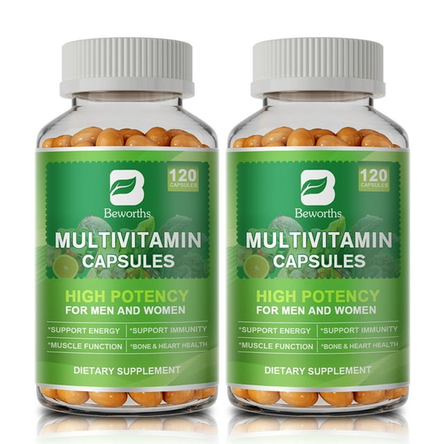 (2 Pack)Beworths Multivitamin Capsules Supplement, Brain Heart Health ...