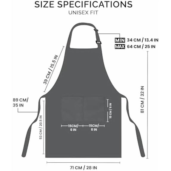 2 Pack Bib Apron, Adjustable with 2 Pockets, Water and Oil Resistant ...