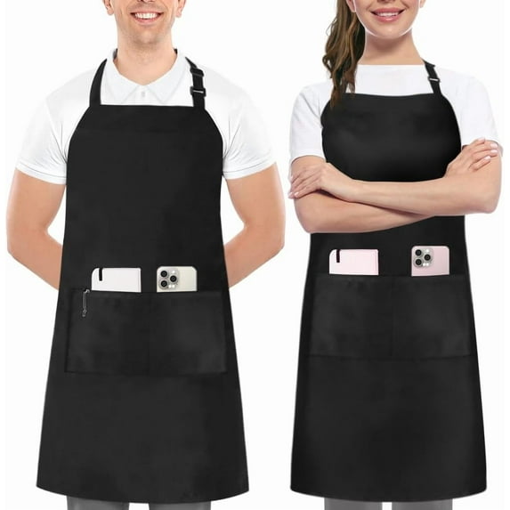 2 Pack Bib Apron, Ajustable with Pockets, Water an Oil Resistant ...