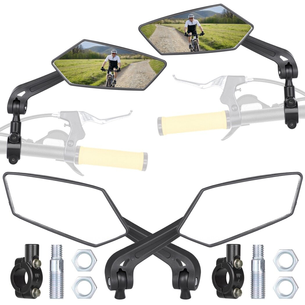 2-Pack Adjustable Bicycle Rearview Mirrors, 360° Wide-Angle for ...