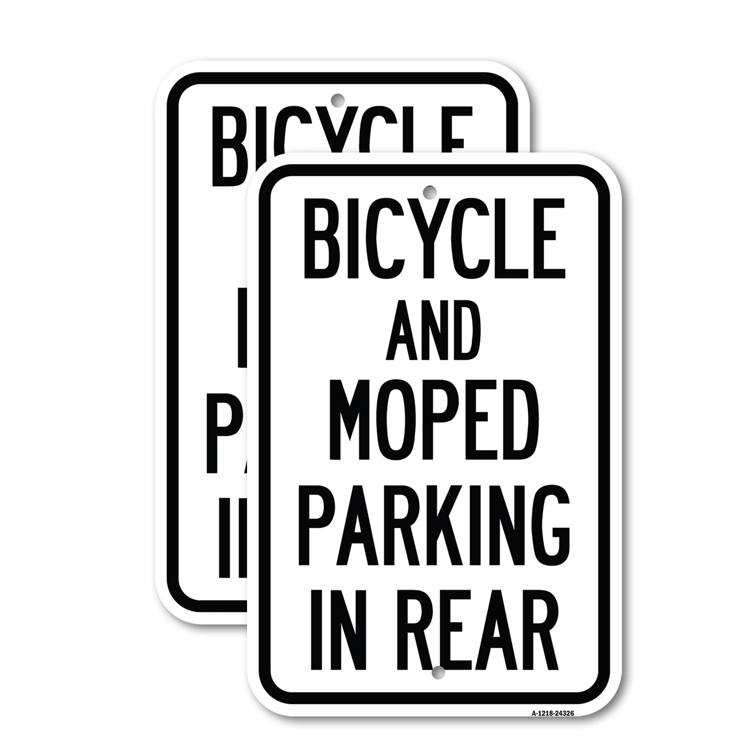 (2 Pack) Bicycle and Moped Parking in Rear | 12" X 18" Heavy-Gauge ...