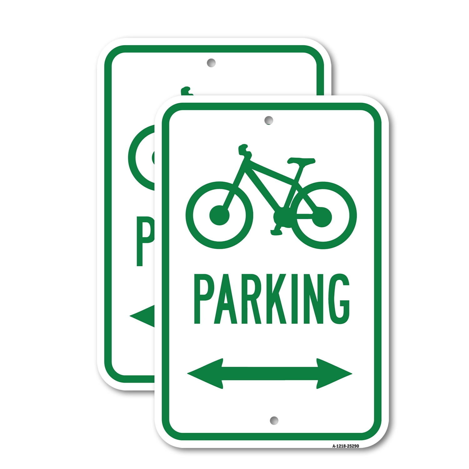 (2 Pack) Bicycle Parking With Double Arrow | 18" X 24" Heavy-Gauge ...