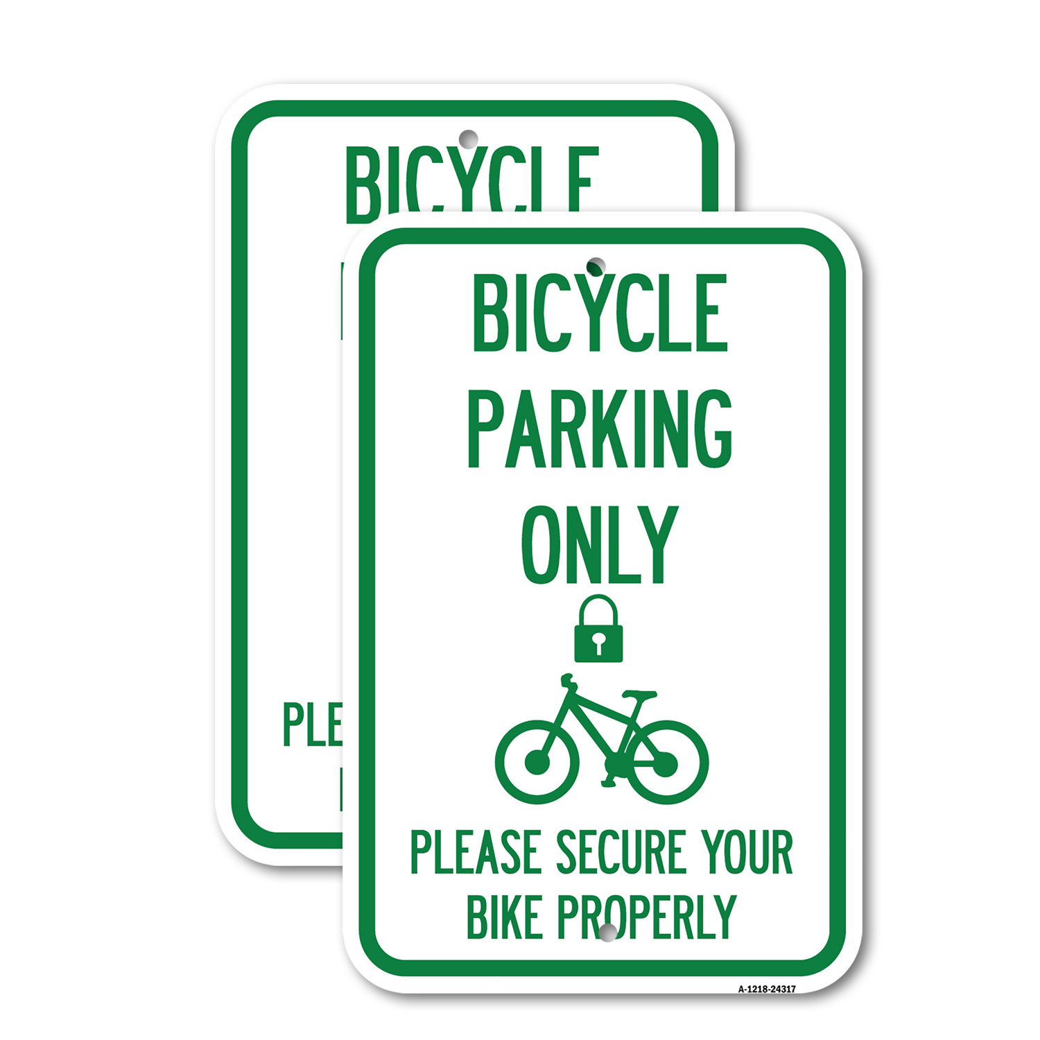 (2 Pack) Bicycle Parking Only Please Secure Your Bike Properly (With ...