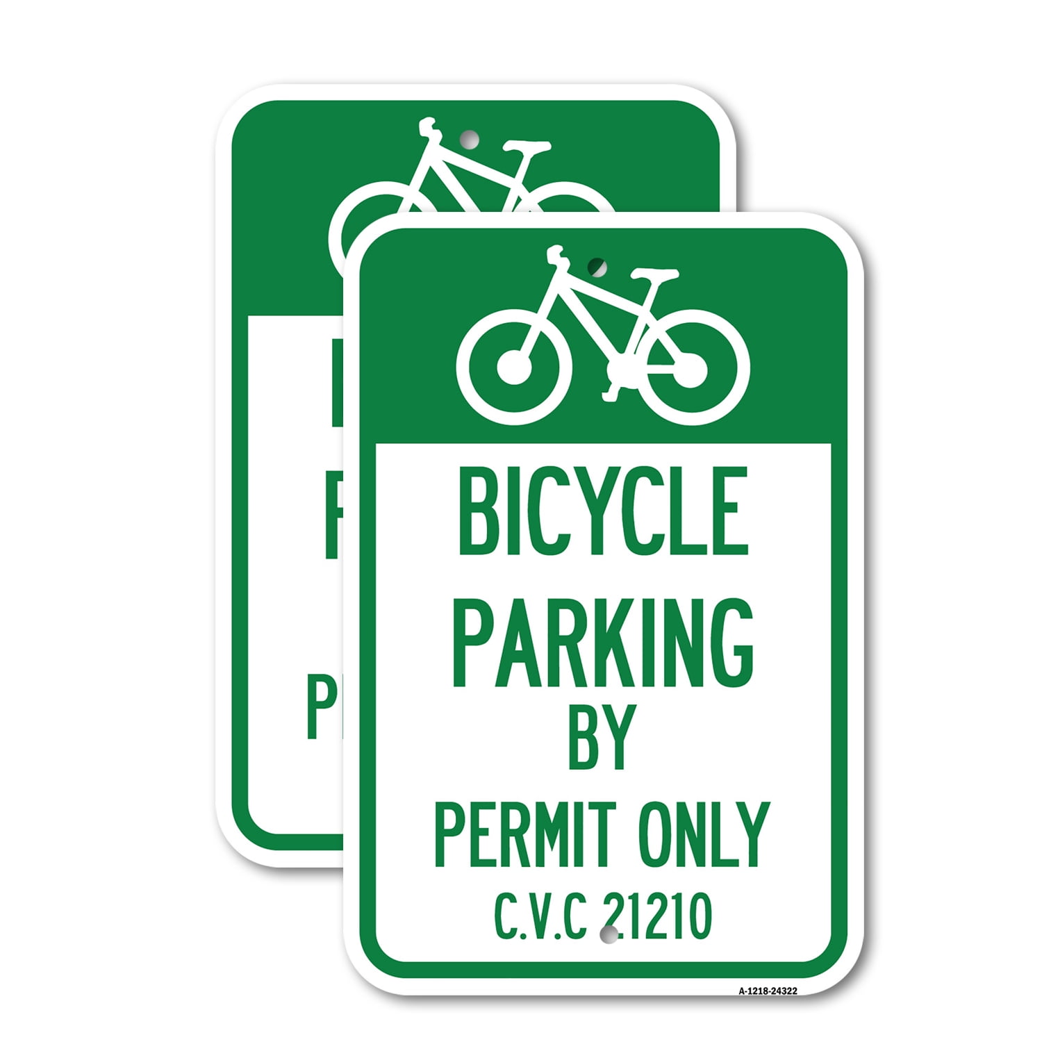 (2 Pack) Bicycle Parking by Permit Only C.V.S. 21210 (With Bicycle ...