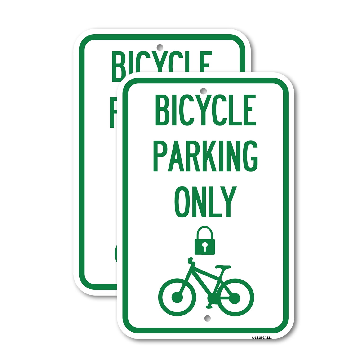 (2 Pack) Bicycle Parking Only (With Cycle and Lock Symbol | 18" X 24 ...