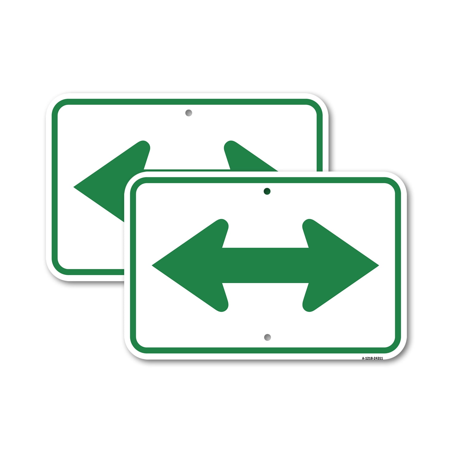 (2 Pack) Bidirectional Arrow (Green) | 12" X 18" Heavy-Gauge Aluminum ...