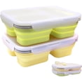 2 Pack Big Collapsible Bento Lunch Boxes With spoons forks,3 ...