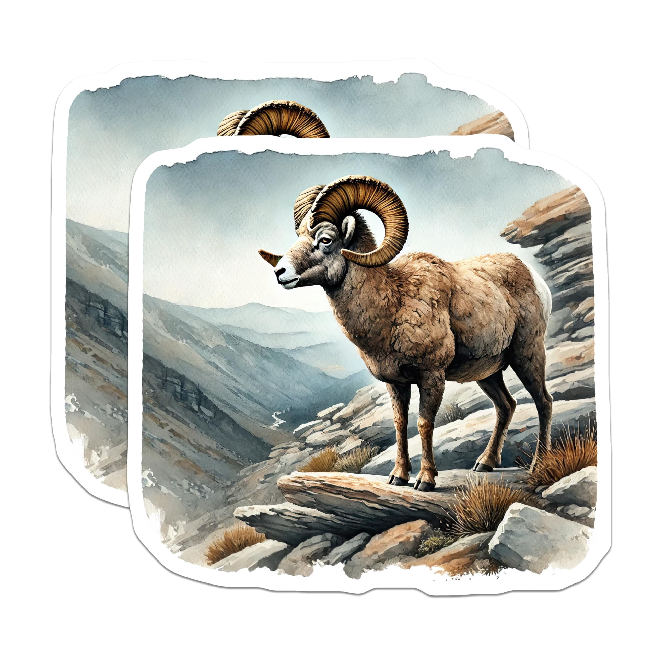 (2 Pack) Big Horn Sheep Stickers - Mountain Ram Stickers - Wildlife ...