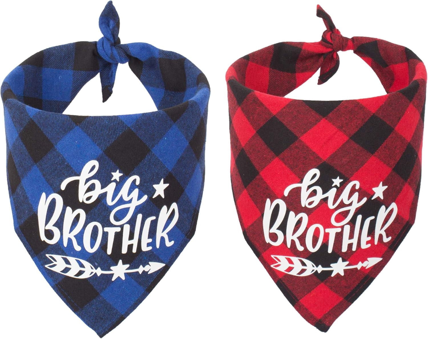 2 Pack Big Sister Brother Dog Bandana Buffalo Plaid Triangle Dog Scarf ...