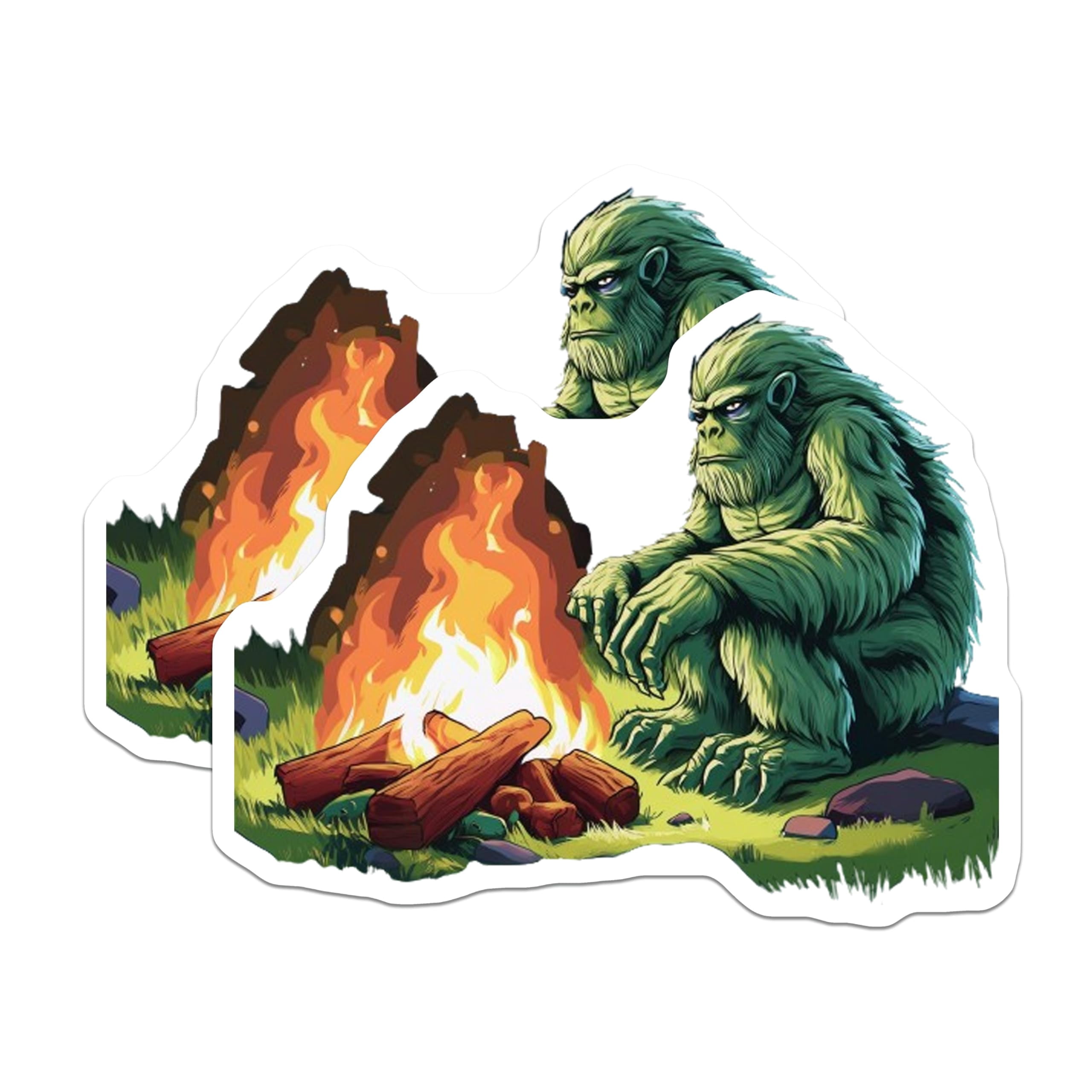 (2 Pack) Bigfoot Campfire Stickers - Sasquatch Outdoor - Mythical ...