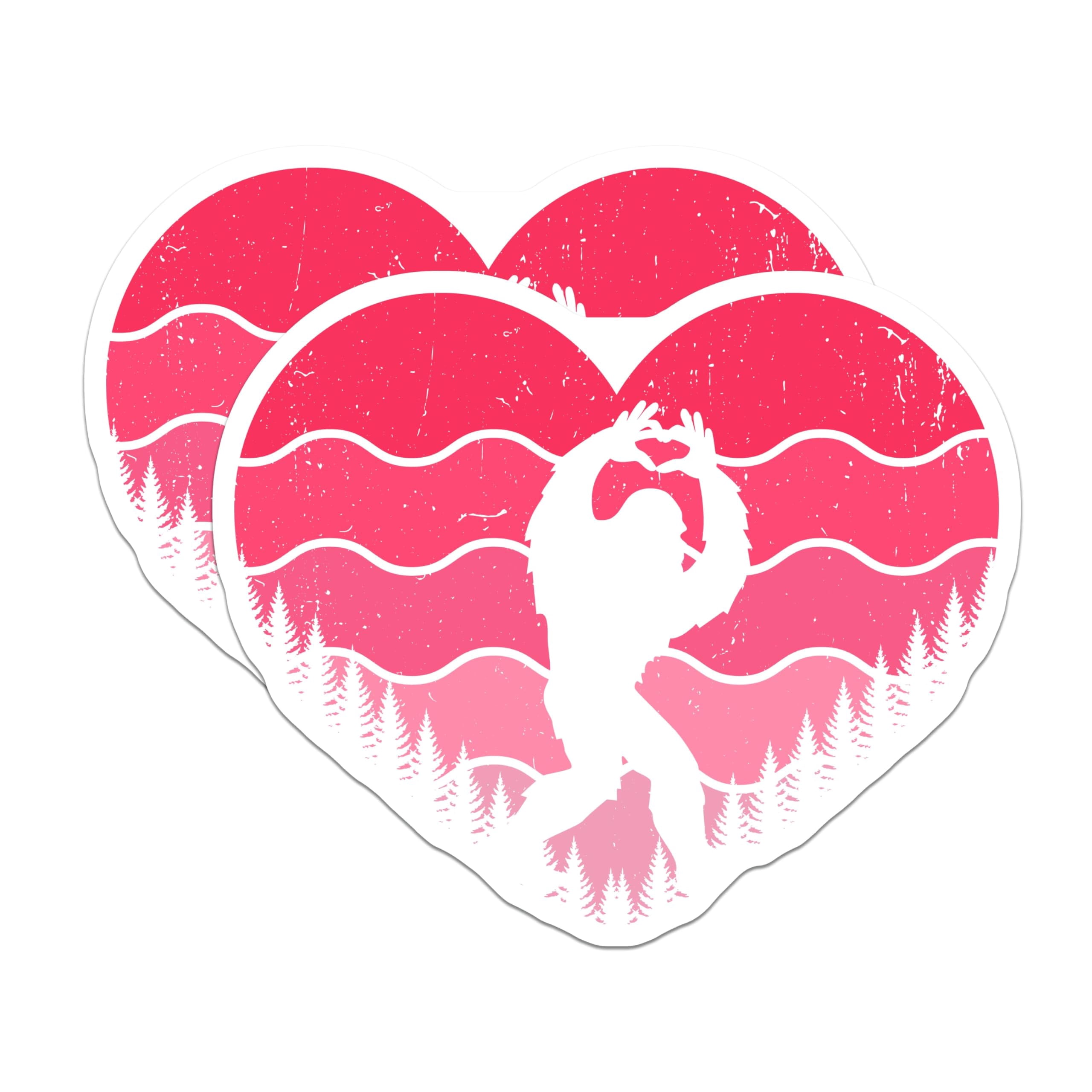 (2 Pack) Bigfoot Heart Stickers - Sasquatch Love - Pink Heart Sticker ...