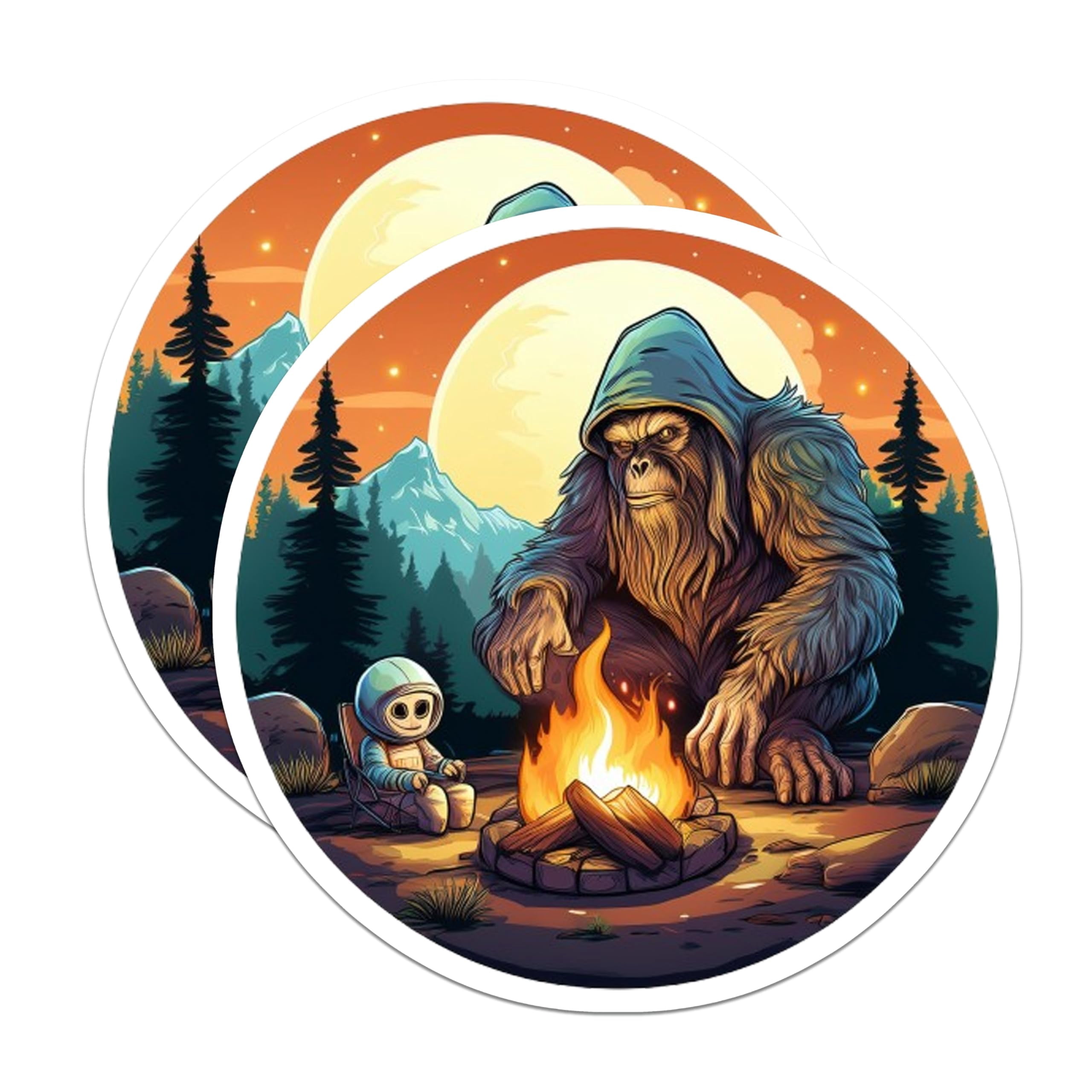 (2 Pack) Bigfoot Magnets - Sasquatch Astronaut Campfire - Cryptid ...
