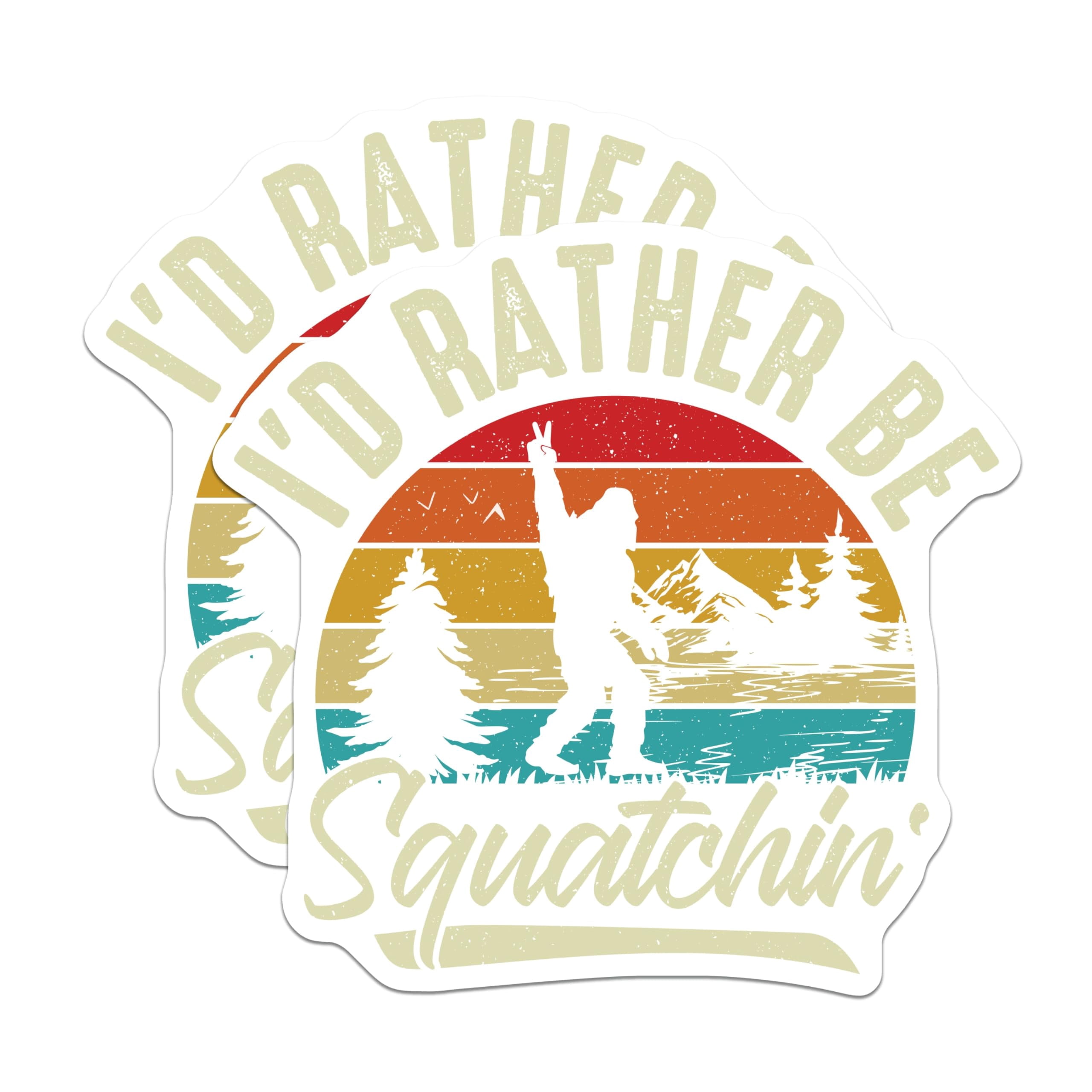 (2 Pack) Bigfoot Squatchin' Stickers - Retro Sunset Cryptid Hunter ...