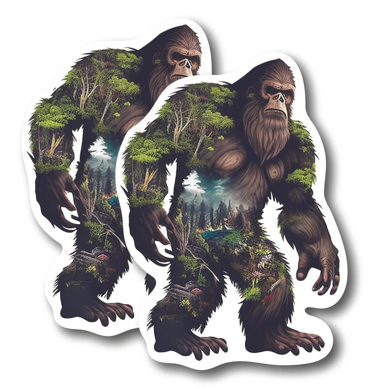 (2 Pack) Bigfoot Stickers - Forest Cool Big Foot Stickers - 5" On ...
