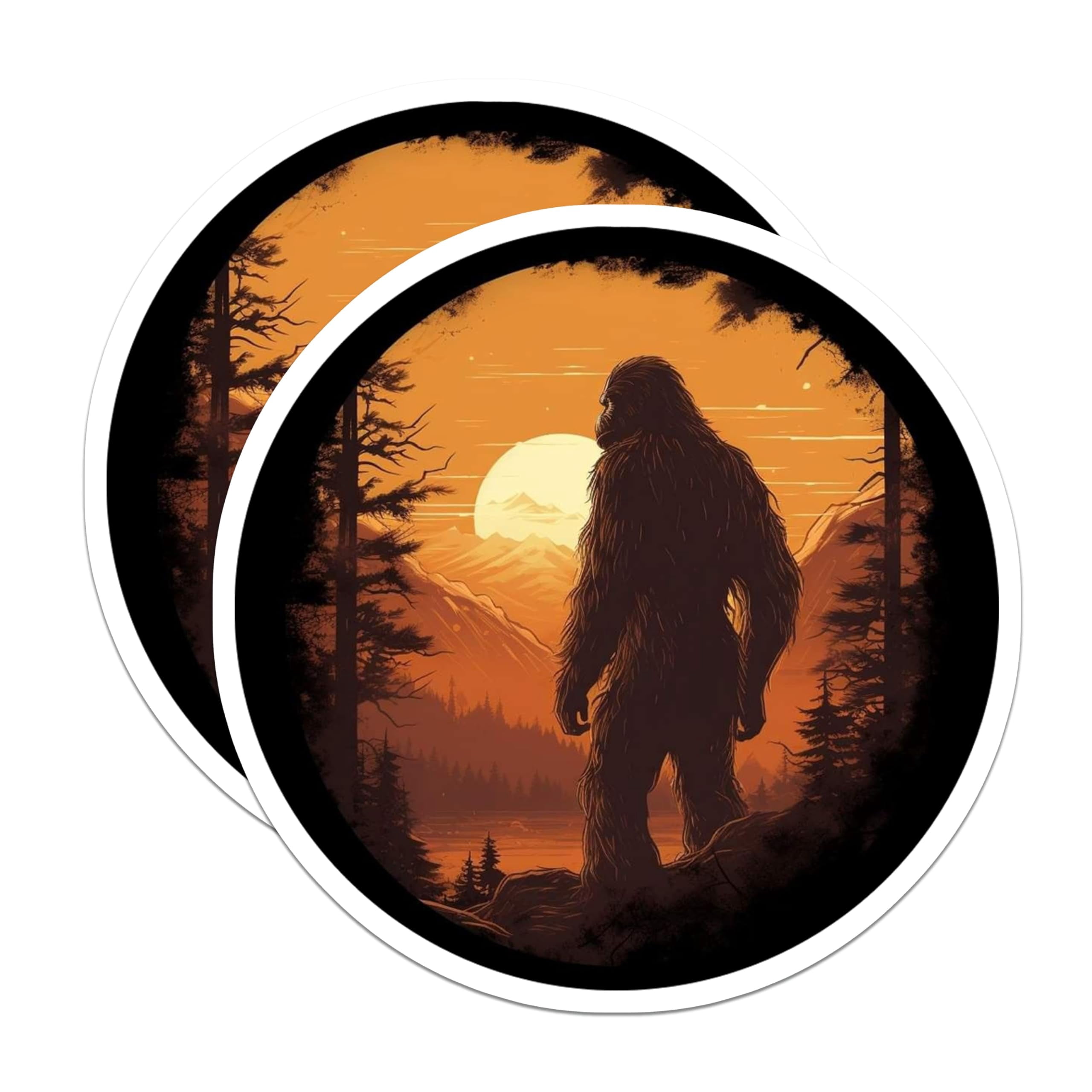 (2 Pack) Bigfoot Stickers - Sasquatch Forest Scenery - Cryptid Myth ...